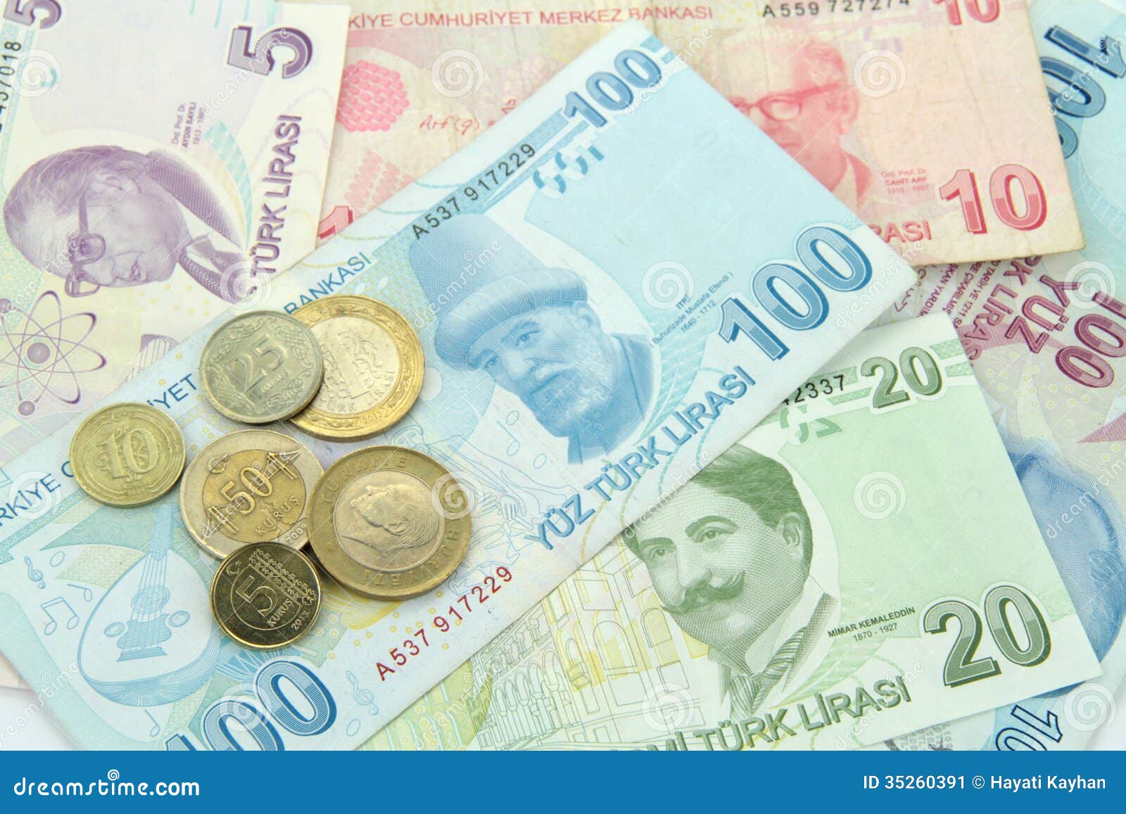 Turkish Banknotes and Coins Stock Image - Image of income, cent: 35260391