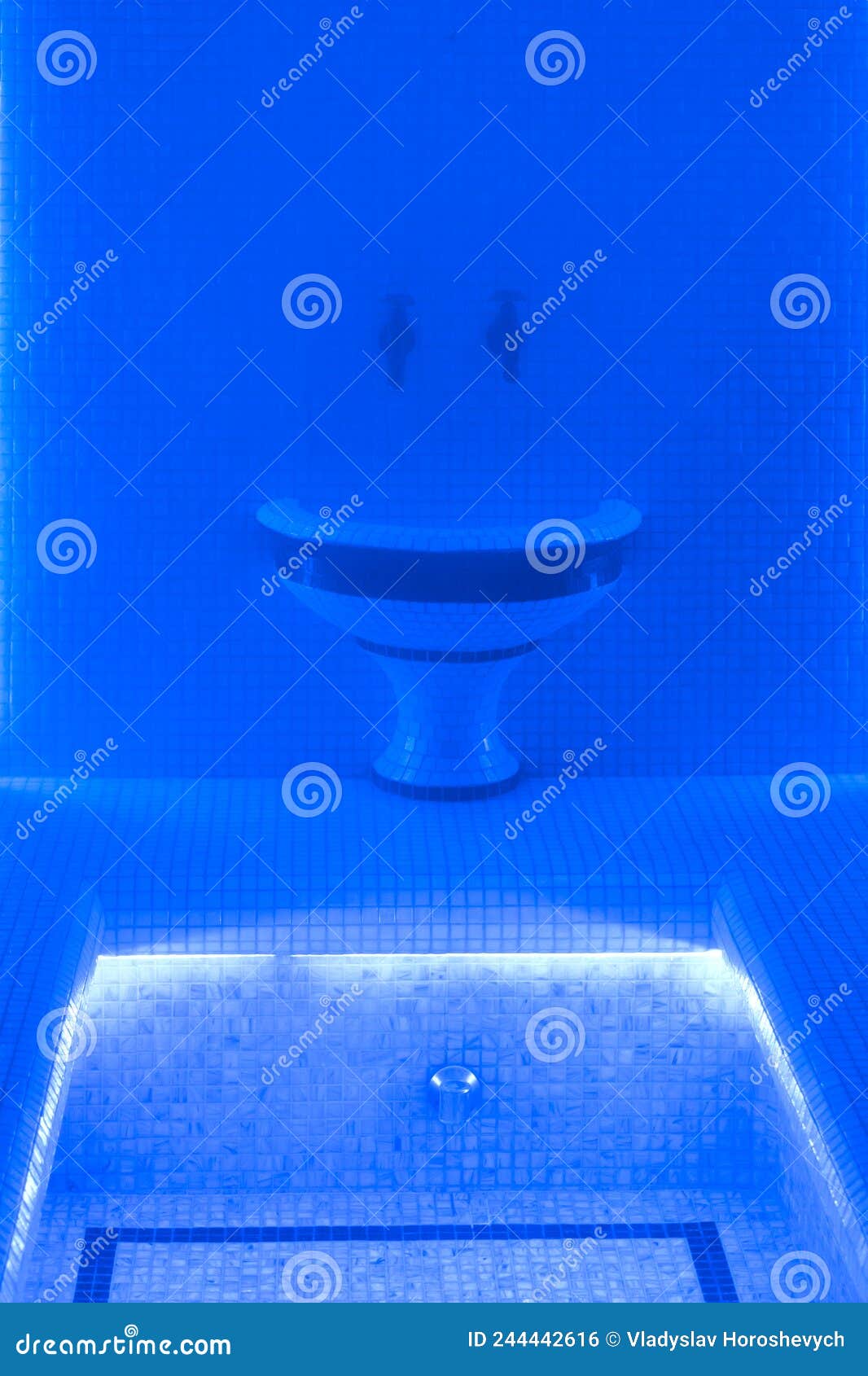 Turkish Bath Hammam, a Lot of Steam in the Turkish Sauna. Illuminated ...