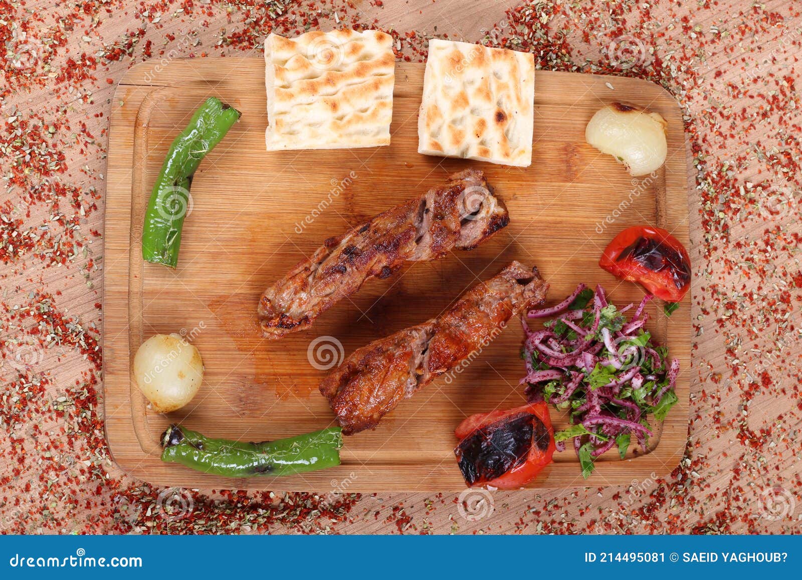 Turkish Beef Barbecue and Fresh Vegetables Stock Image - Image of ...