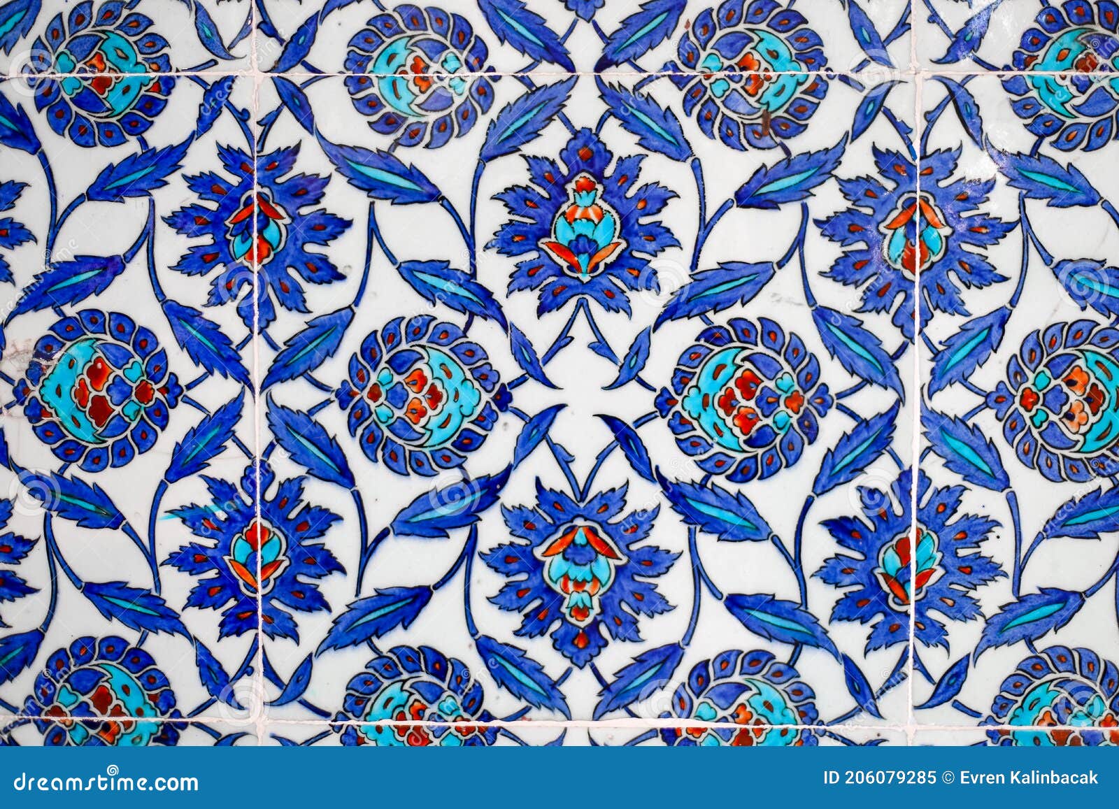 Turkish Blue Tile stock image. Image of pattern, background - 206079285