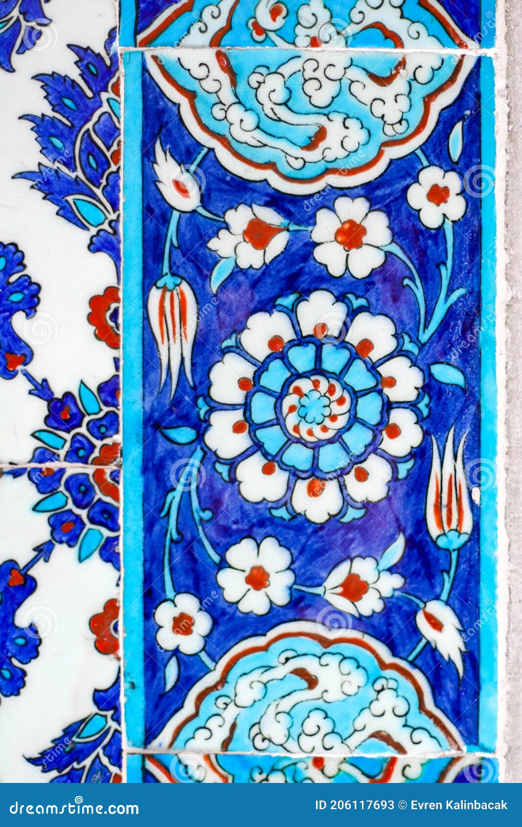 Turkish Blue Tile stock image. Image of decoration, ornamental - 206117693