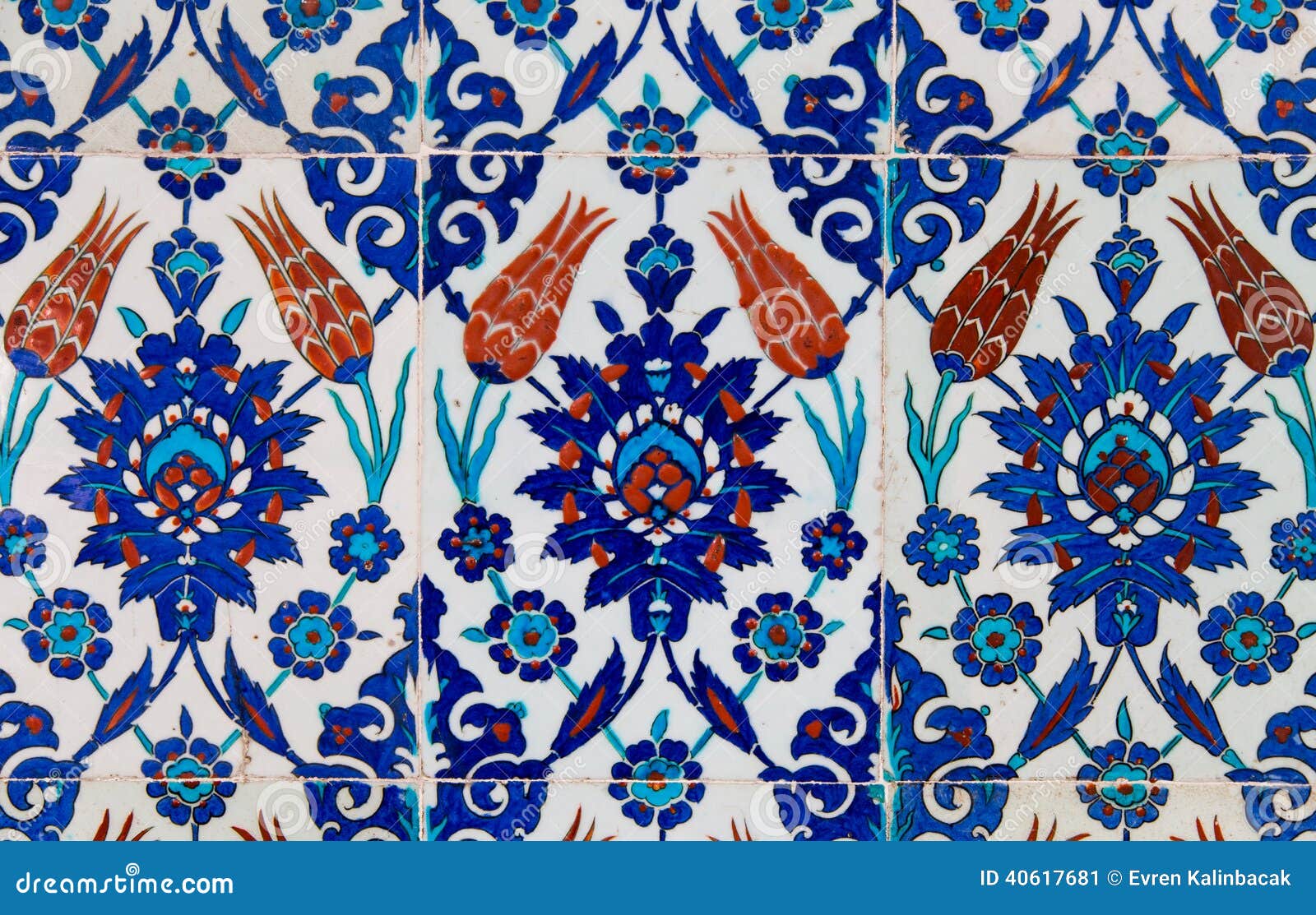 Turkish Blue Tile stock image. Image of wall, flower - 40617681