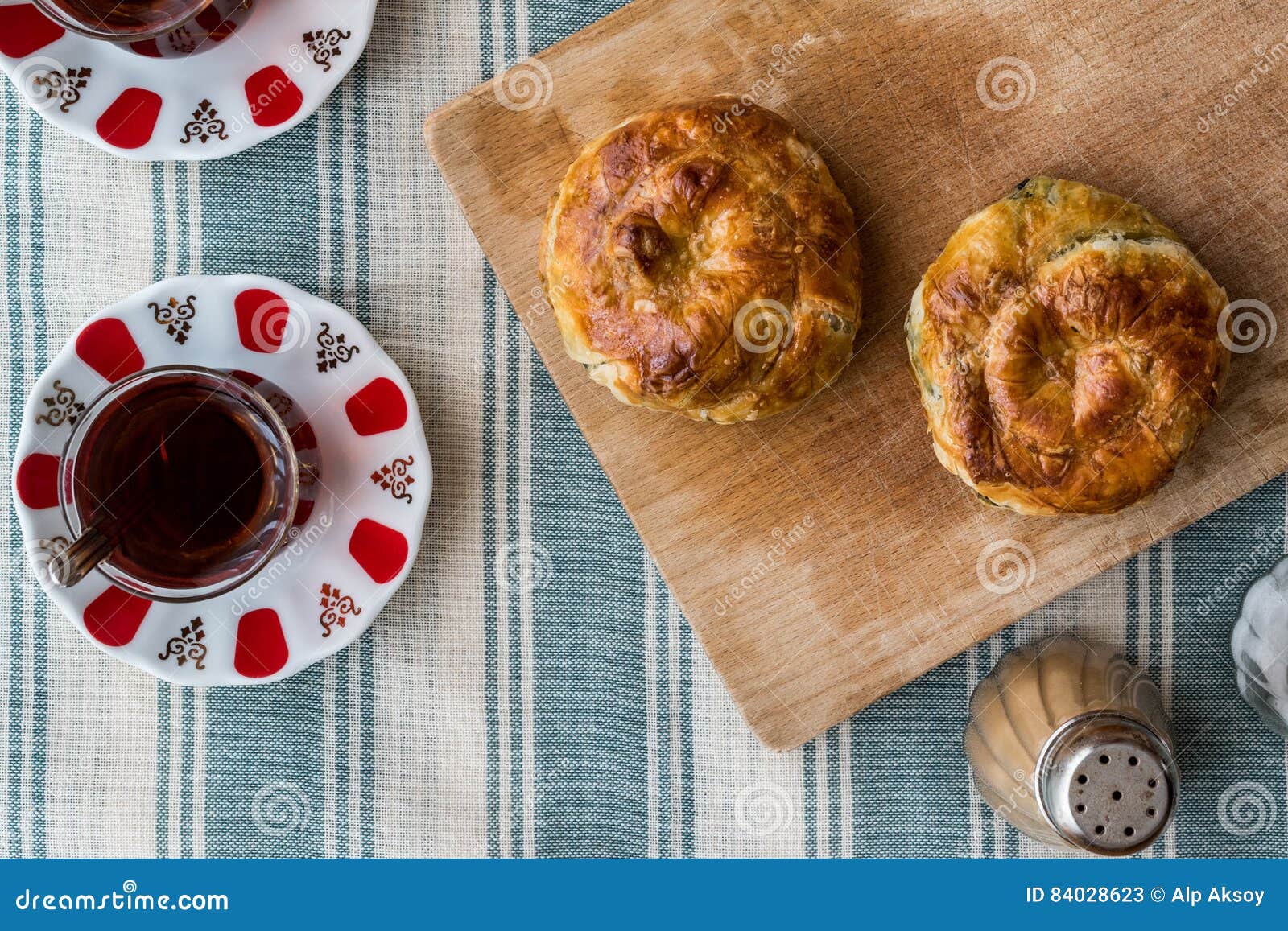 Turkish Borek Boyoz with Egg and Tea. Stock Image - Image of fresh ...