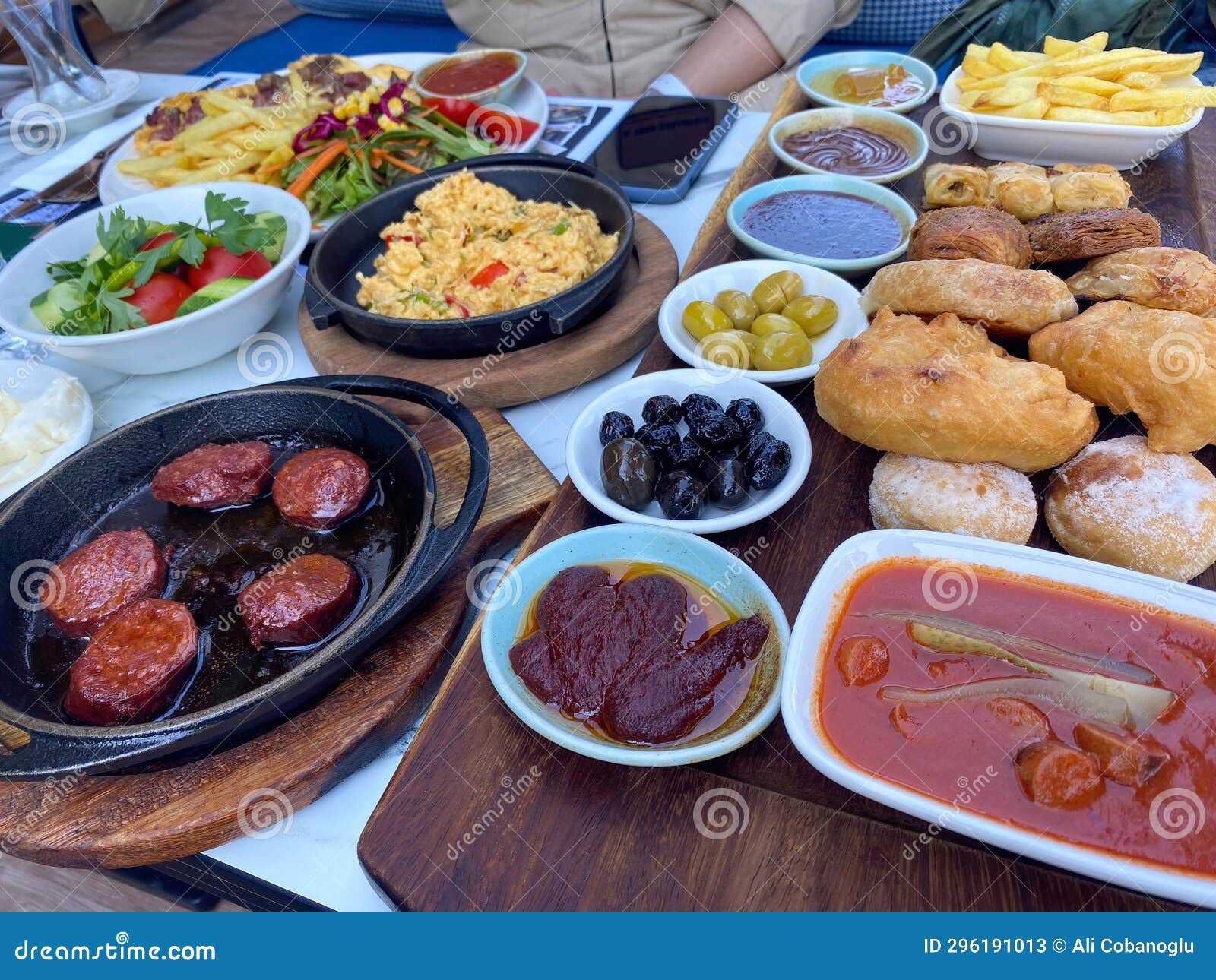 Turkish Breakfast with Pastries and Sausage Stock Image - Image of ...