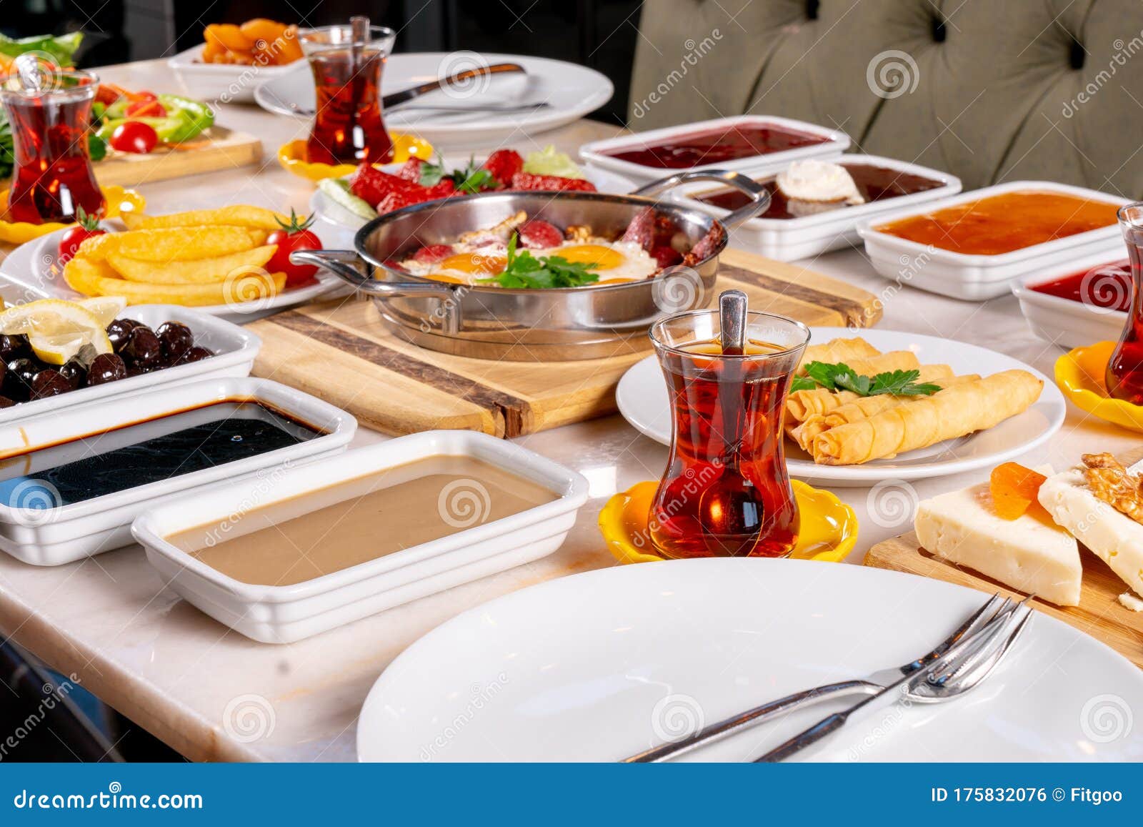Turkish breakfast table stock photo. Image of appetizer - 175832076