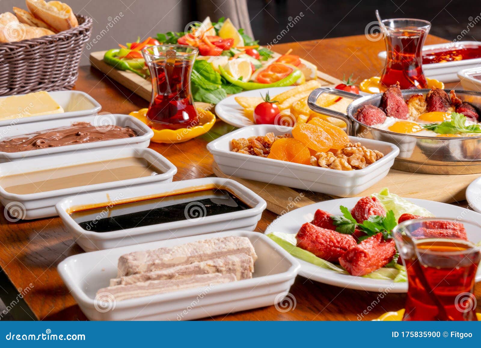 Turkish breakfast table stock photo. Image of dinner - 175835900