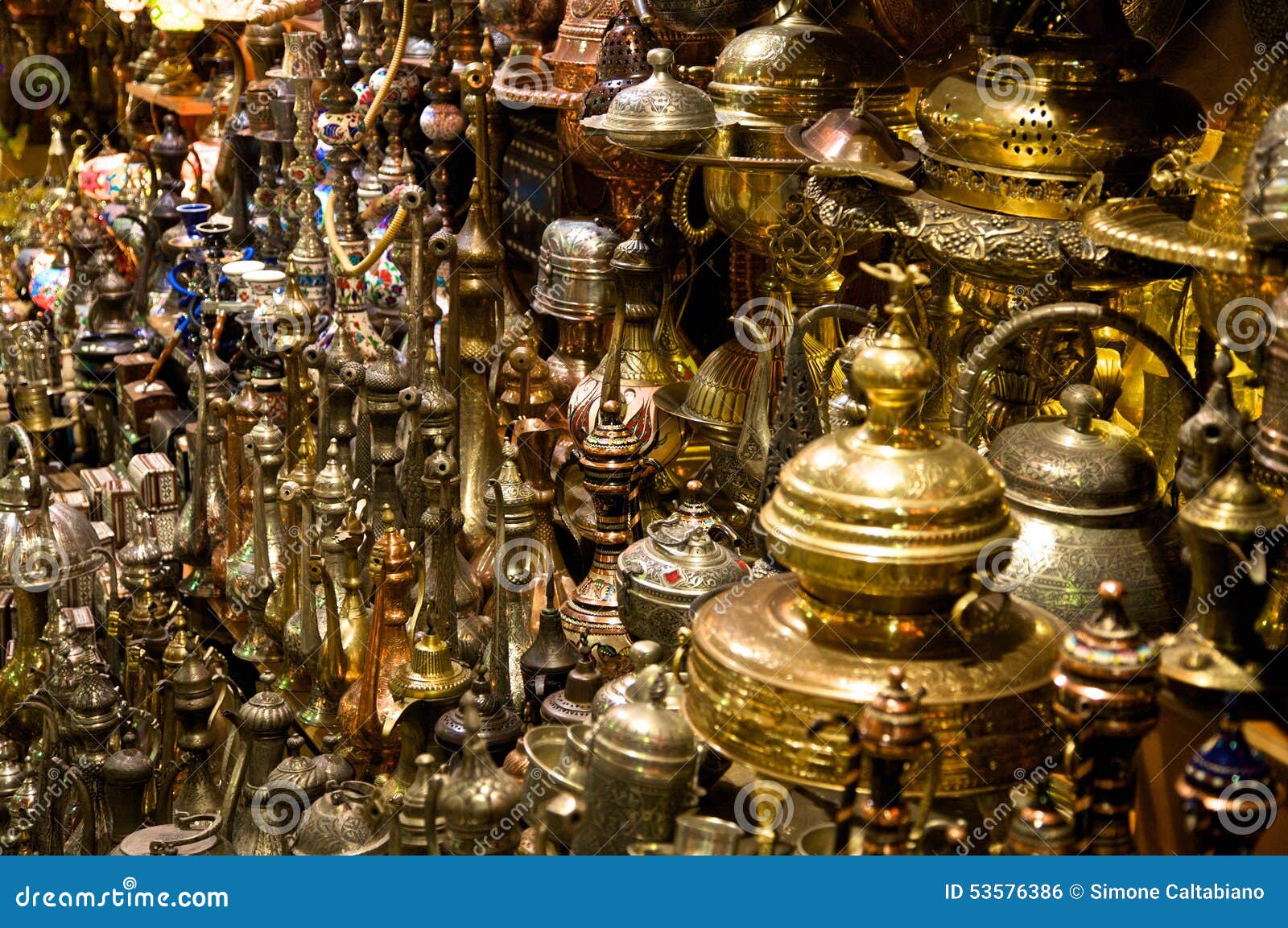Turkish bronze objects stock photo. Image of bazaar, illuminated - 53576386