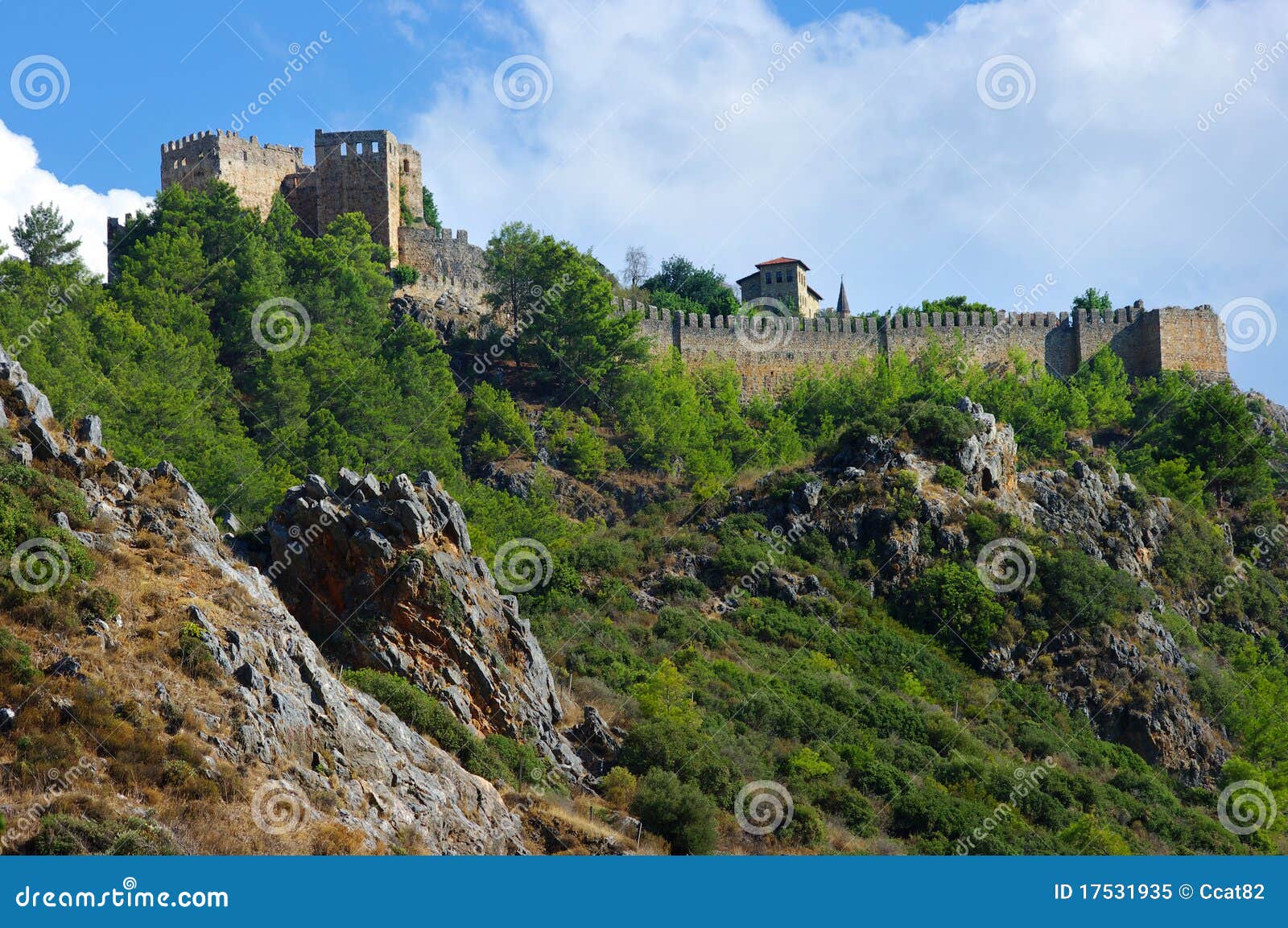 Turkish castle stock image. Image of hill, boats, mountains - 17531935