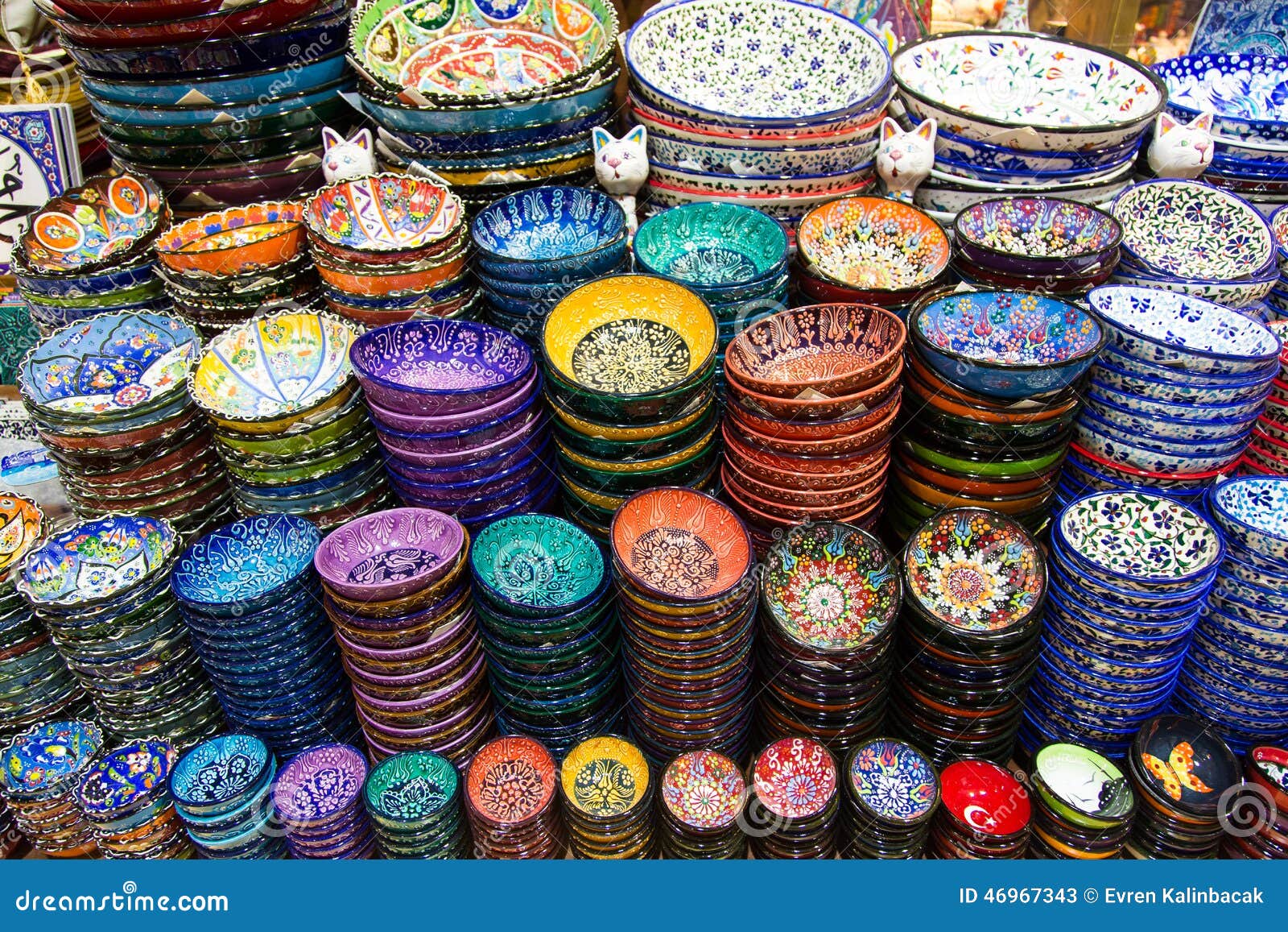 Turkish Ceramic Plates stock image. Image of bazaar, motif - 46967343