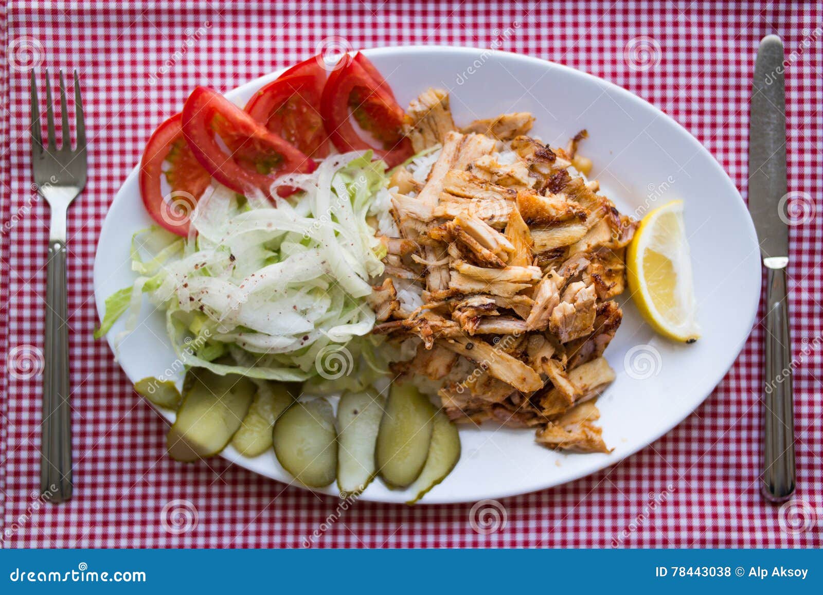 Turkish Chicken Doner Kebab with Rice Stock Photo - Image of cuisine ...
