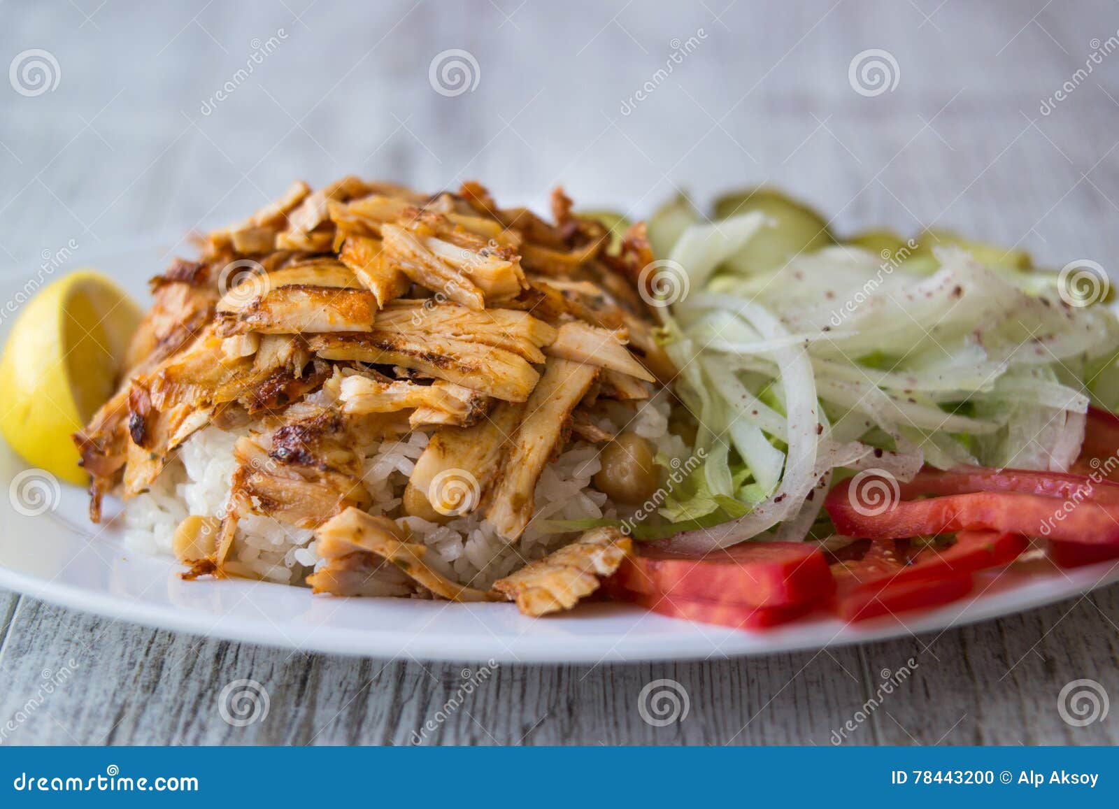 Turkish Chicken Doner Kebab with Rice Stock Photo - Image of meat ...