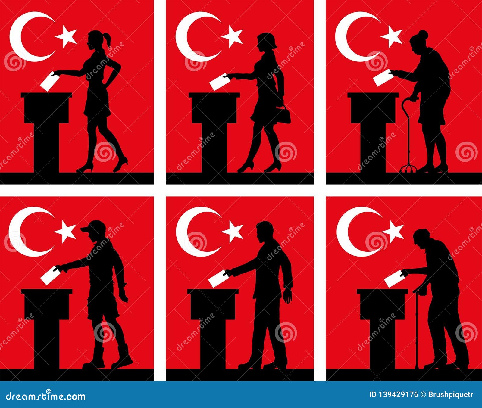 Turkish Citizens Vote for Election in Turkey Stock Vector ...
