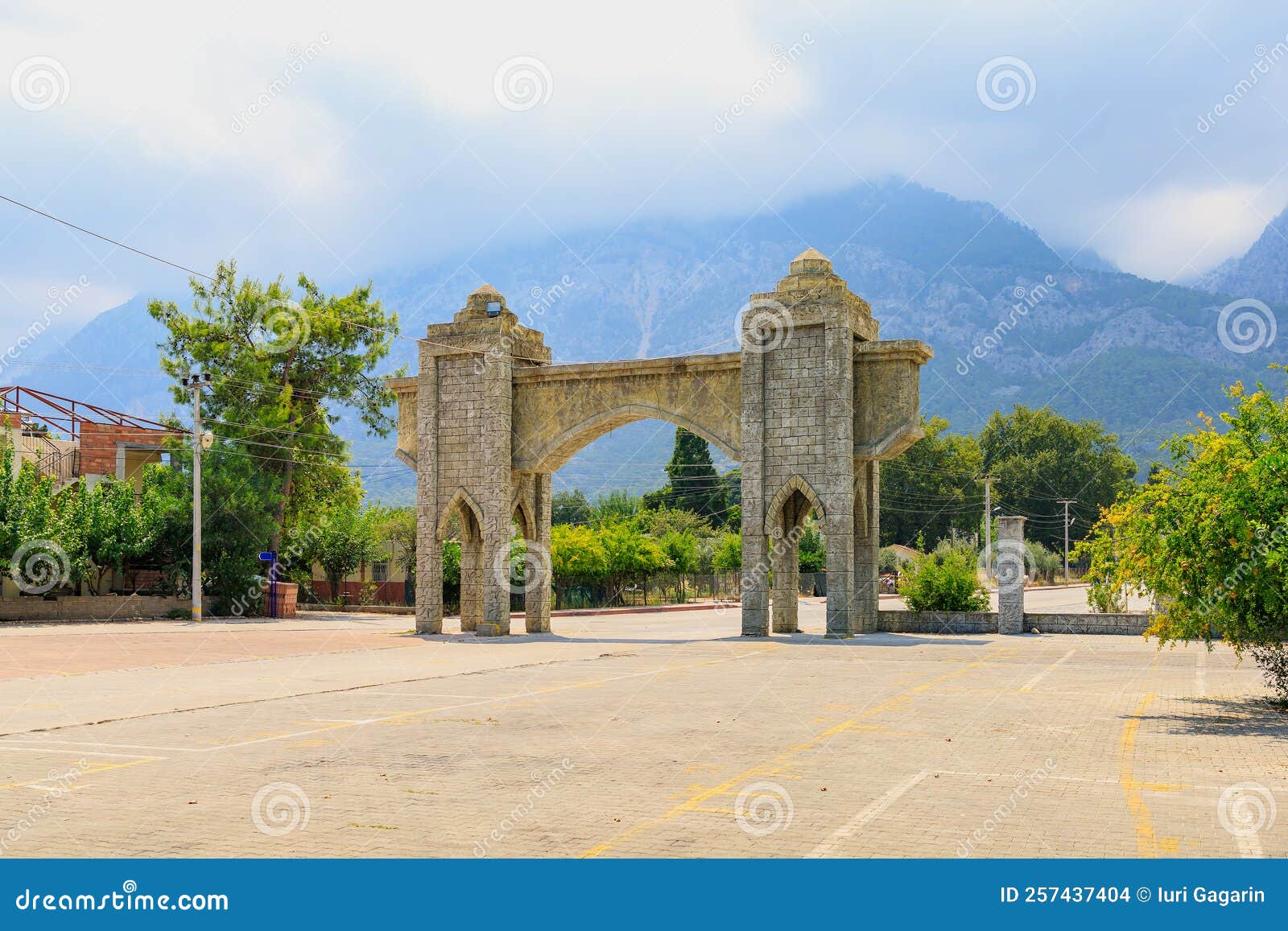 Turkish City Gate in Classical Islamic Architecture Style. Background ...