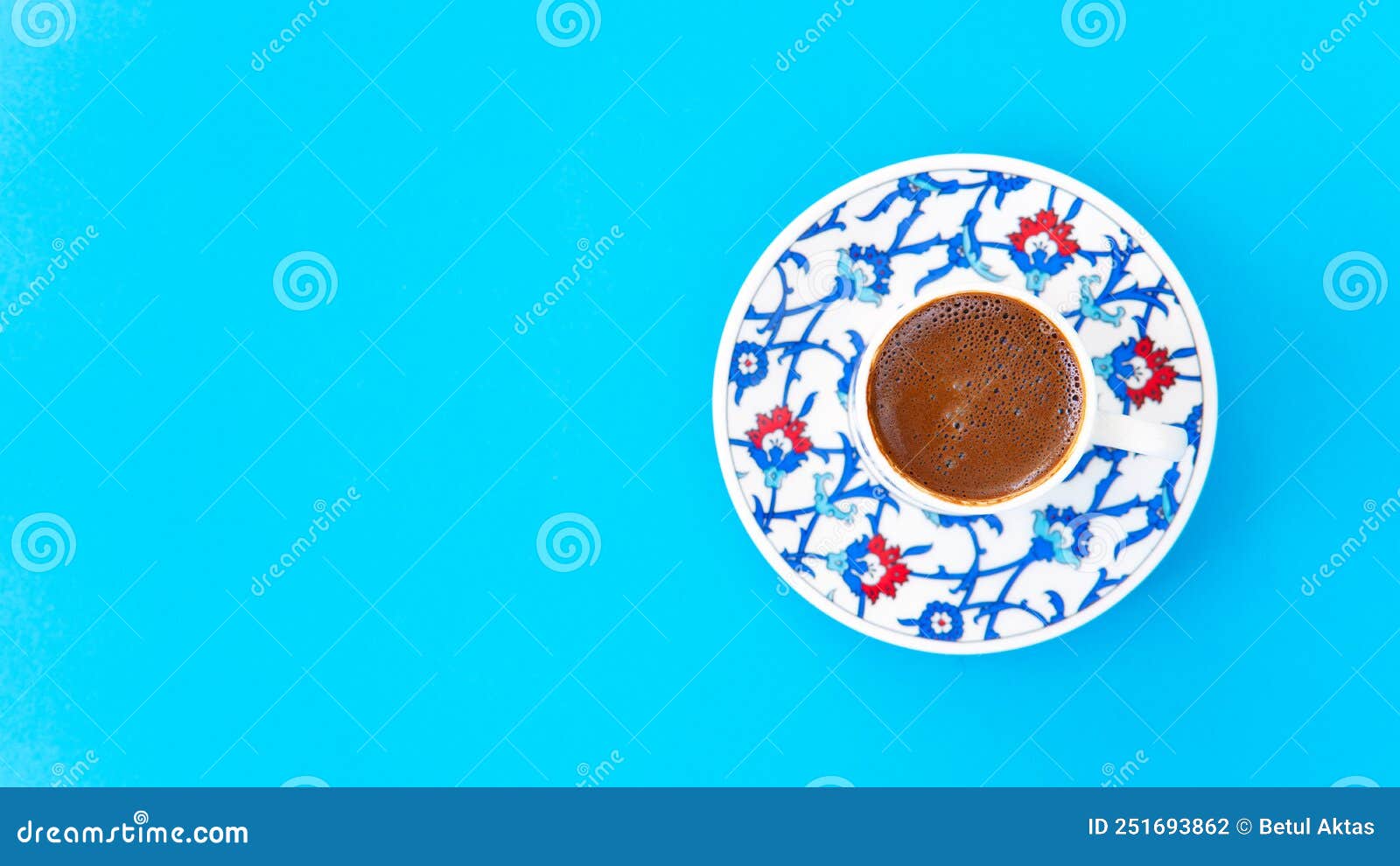 Turkish Coffee on Blue Paper Background. Stock Photo - Image of drink ...