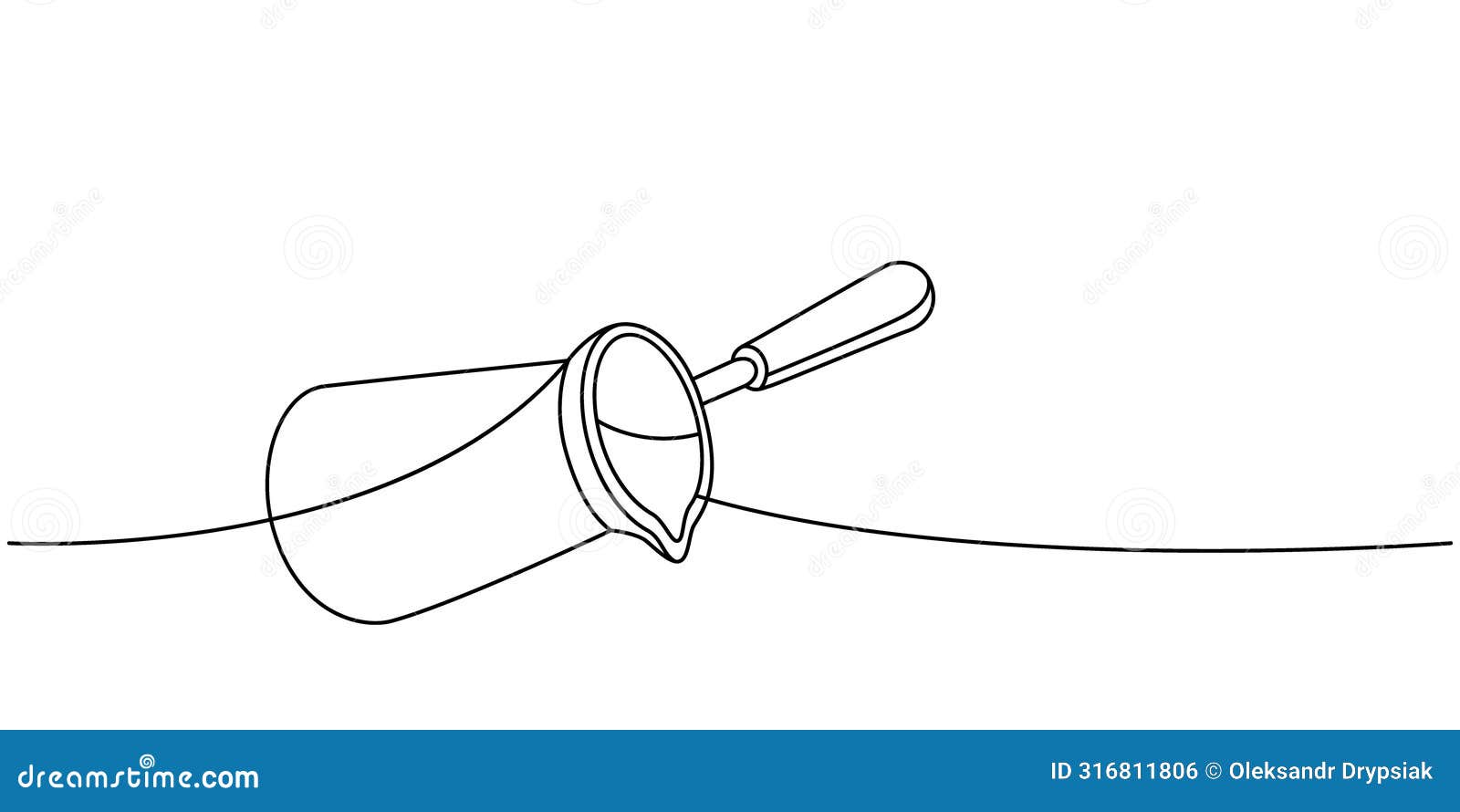 Turkish Coffee Brewing Pot One Line Continuous Drawing. Hand Drawn ...