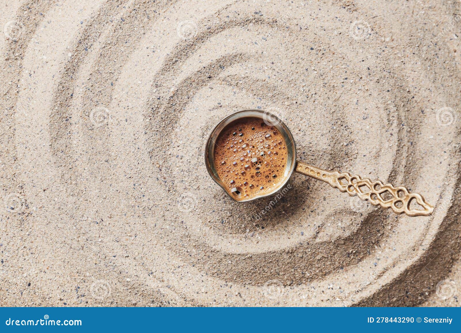Turkish Coffee Cooked in Sand, Closeup Stock Photo - Image of beans ...