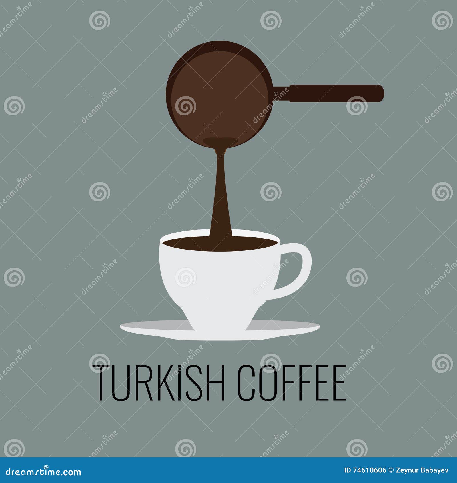 Turkish Coffee Cup with Jug. Flat Vector Design Stock Illustration ...