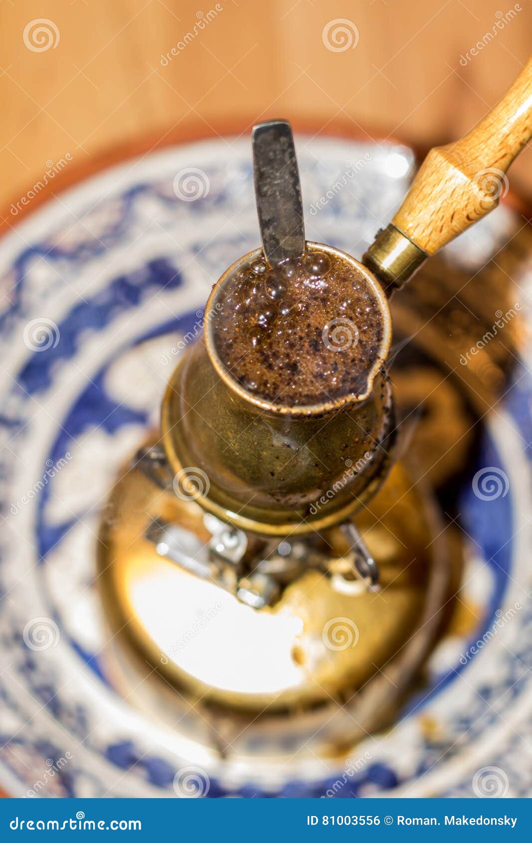 Turkish Coffee Pot Boiling on Portable Stove. Stock Photo - Image of ...