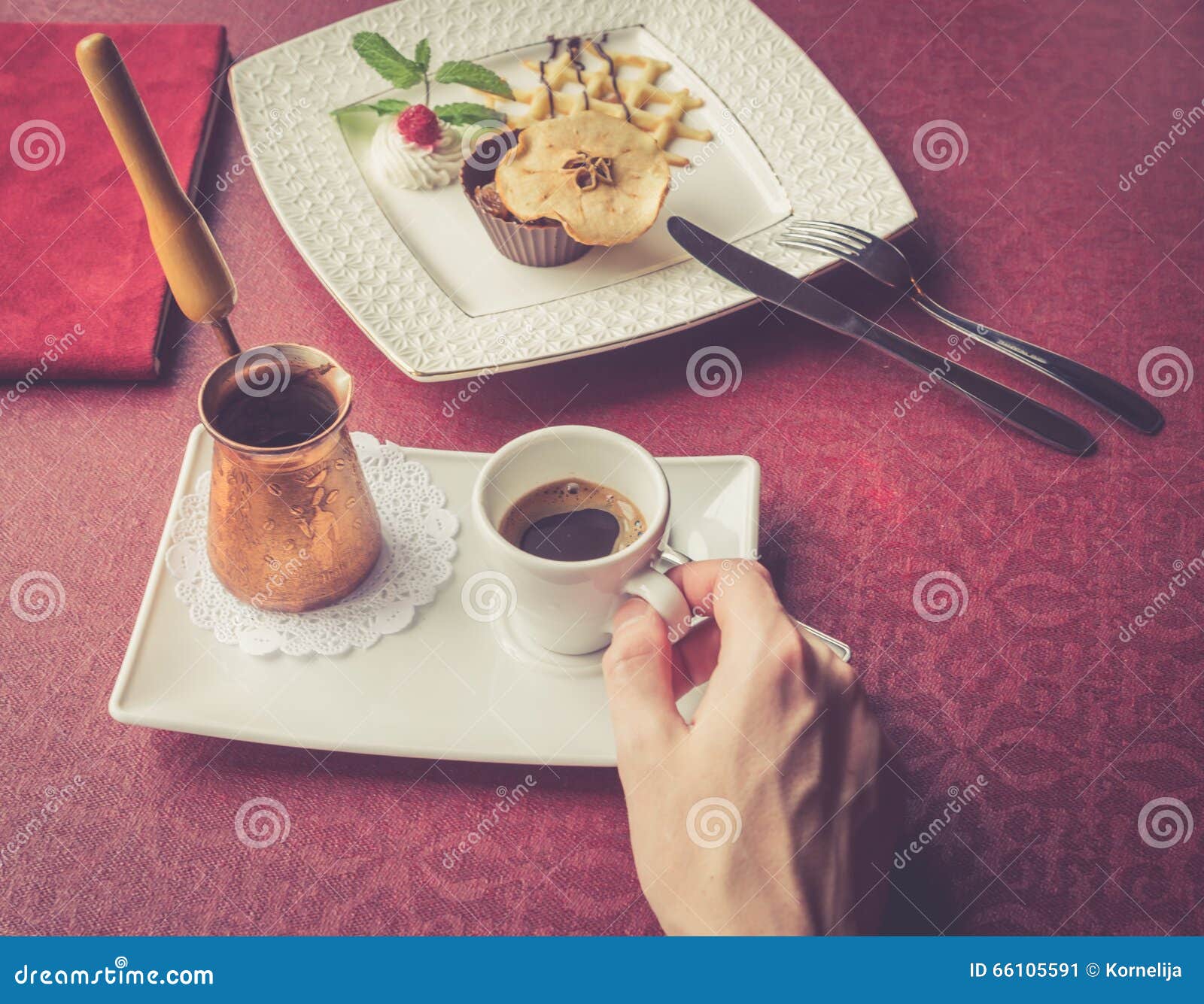 Turkish coffee serve stock image. Image of baklava, apple - 66105591
