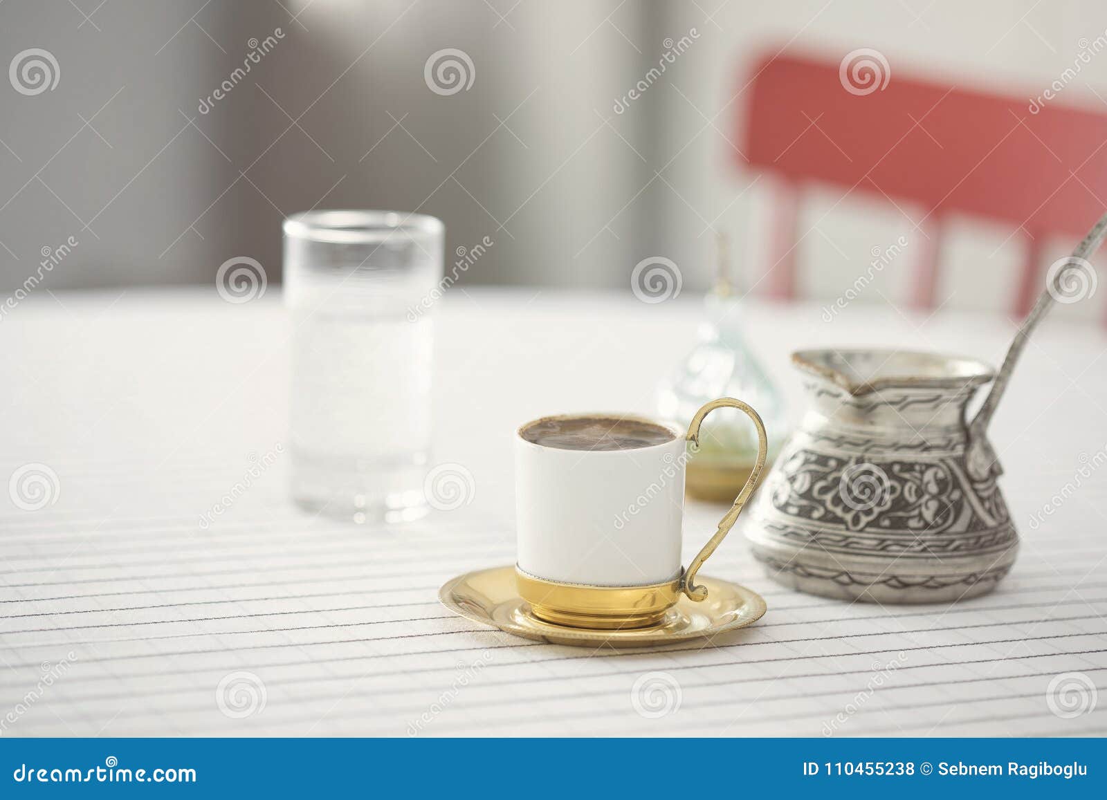 Turkish Coffee Setup on Kitchen Table Stock Photo - Image of drink ...