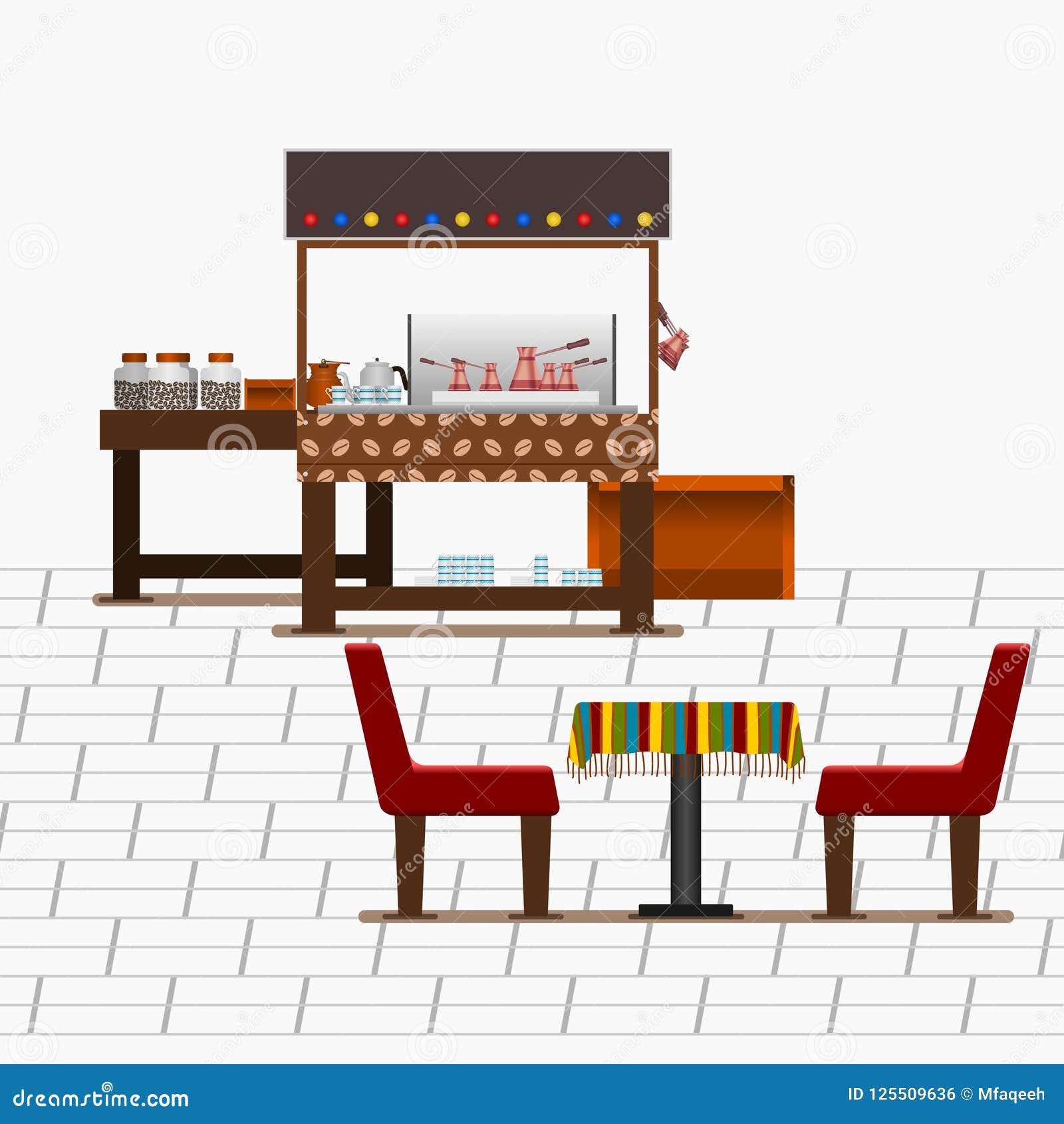 Turkish Coffee Stand on Street Vector Illustration Stock Vector ...