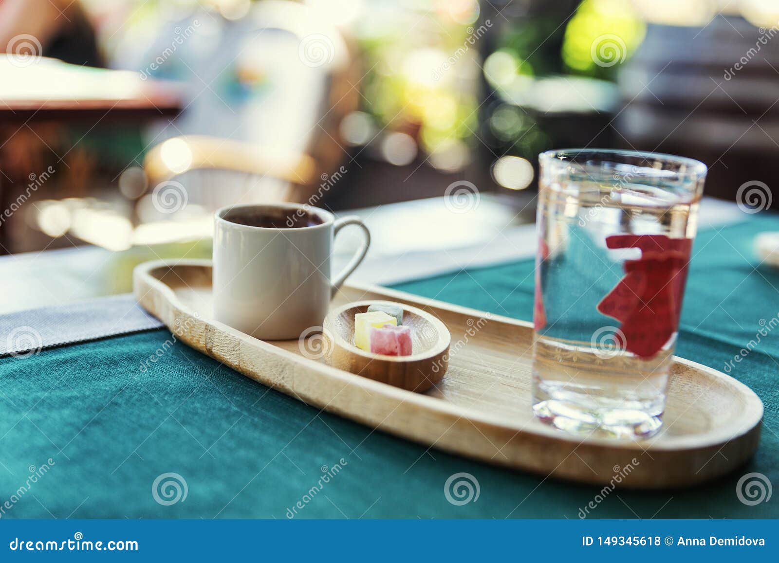 Turkish Coffee on the Table in a Cafe Stock Photo - Image of wooden ...