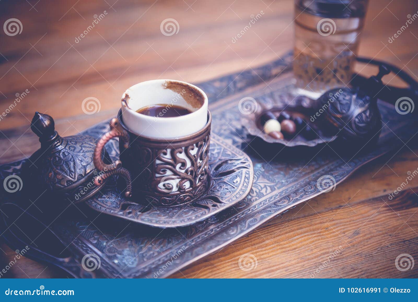 Turkish Coffee in Traditional Copper Cookware Stock Image - Image of ...