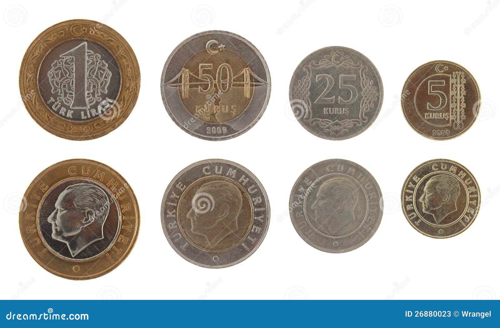 Turkish Coins Isolated on White Stock Image - Image of cash, coinage ...