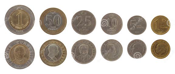 Turkish Coins Isolated on White Stock Photo - Image of coin ...