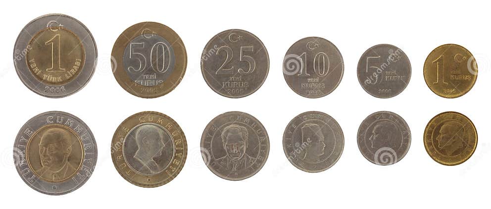 Turkish Coins Isolated on White Stock Photo - Image of coin ...