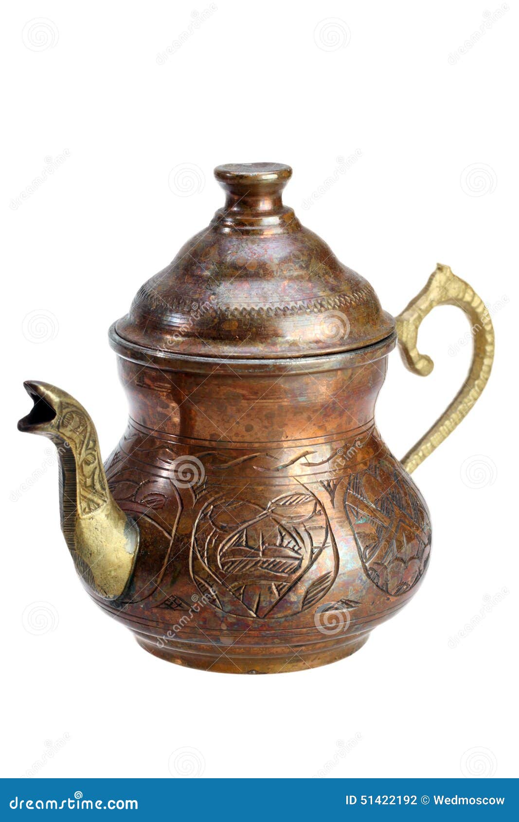 Turkish Copper Kettle for Tea on a White Background Stock Photo - Image ...