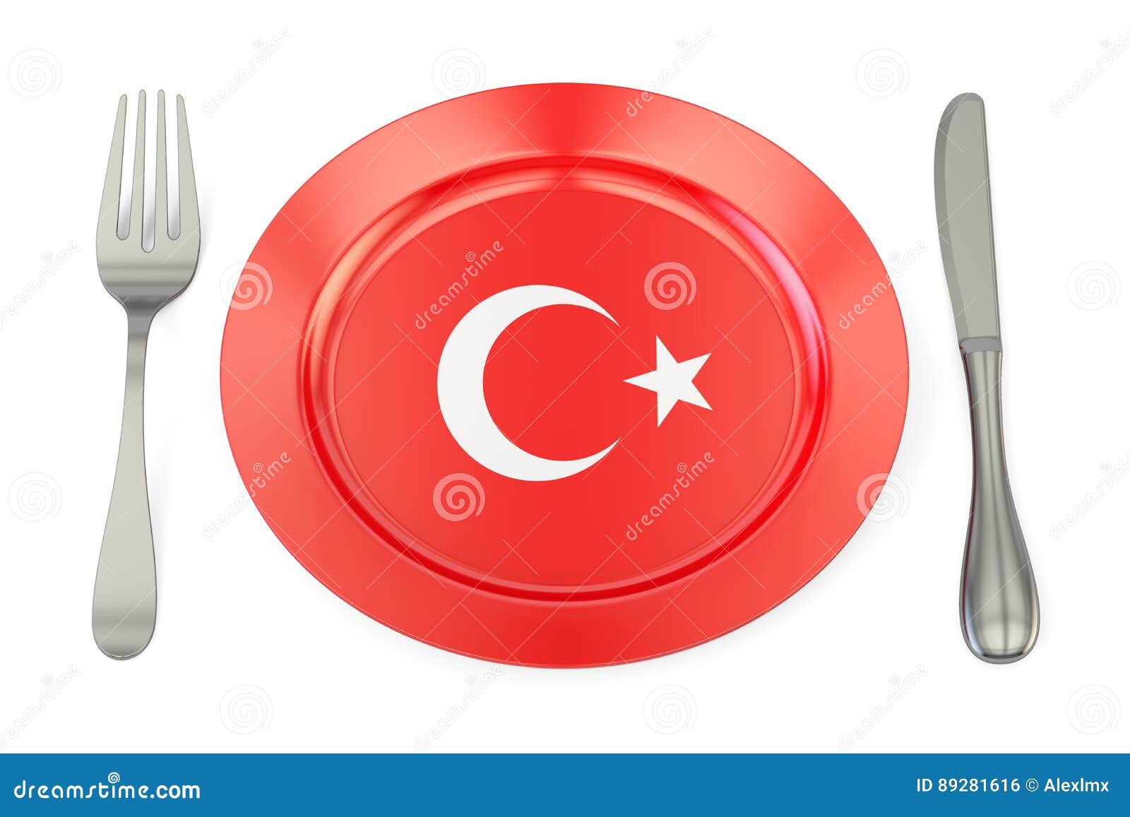 Turkish Cuisine Concept, Plate with Flag of Turkey. 3D Rendering Stock ...