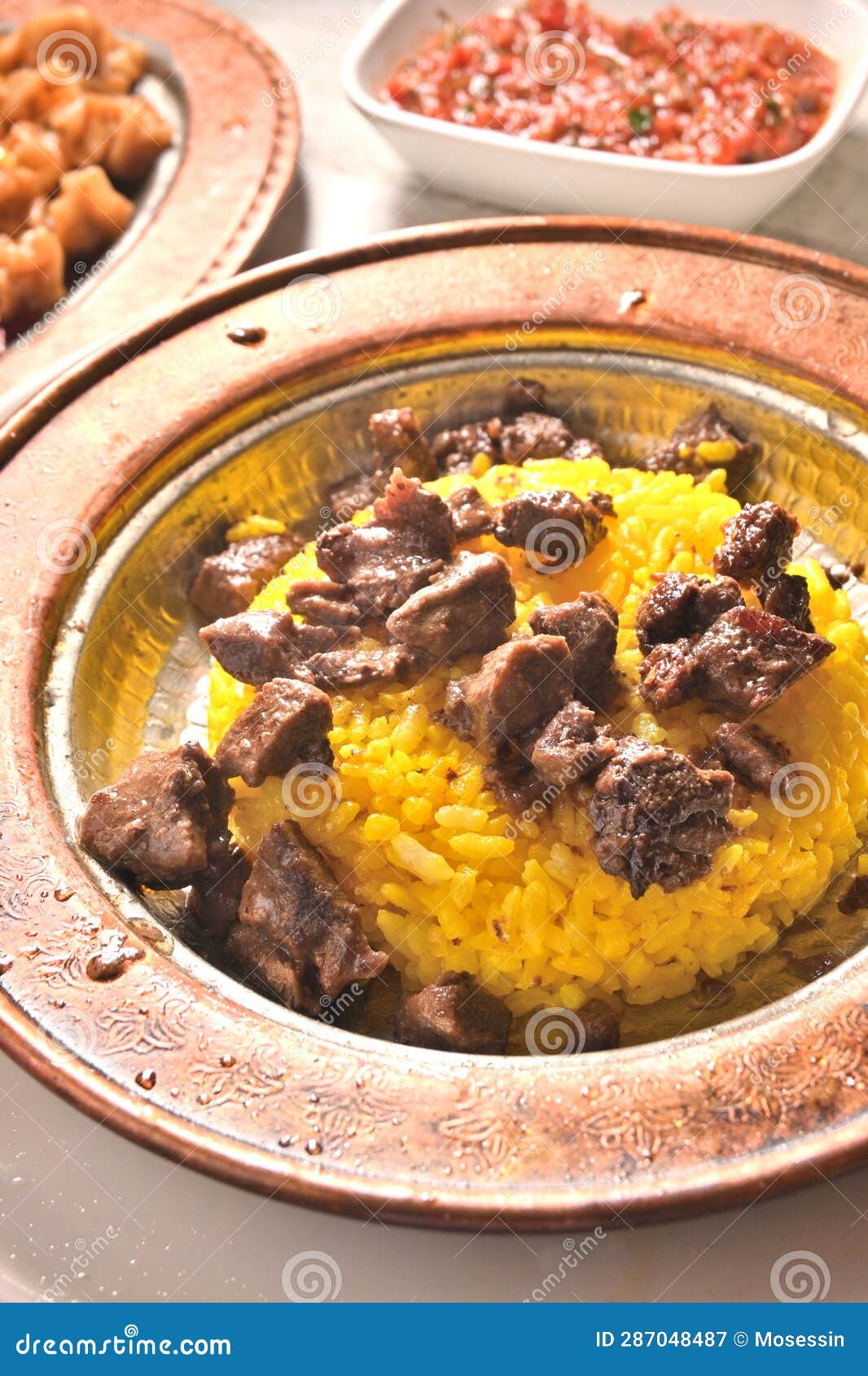 Turkish Cuisine Cut Beef Rice Set Stock Image - Image of beef, rice ...