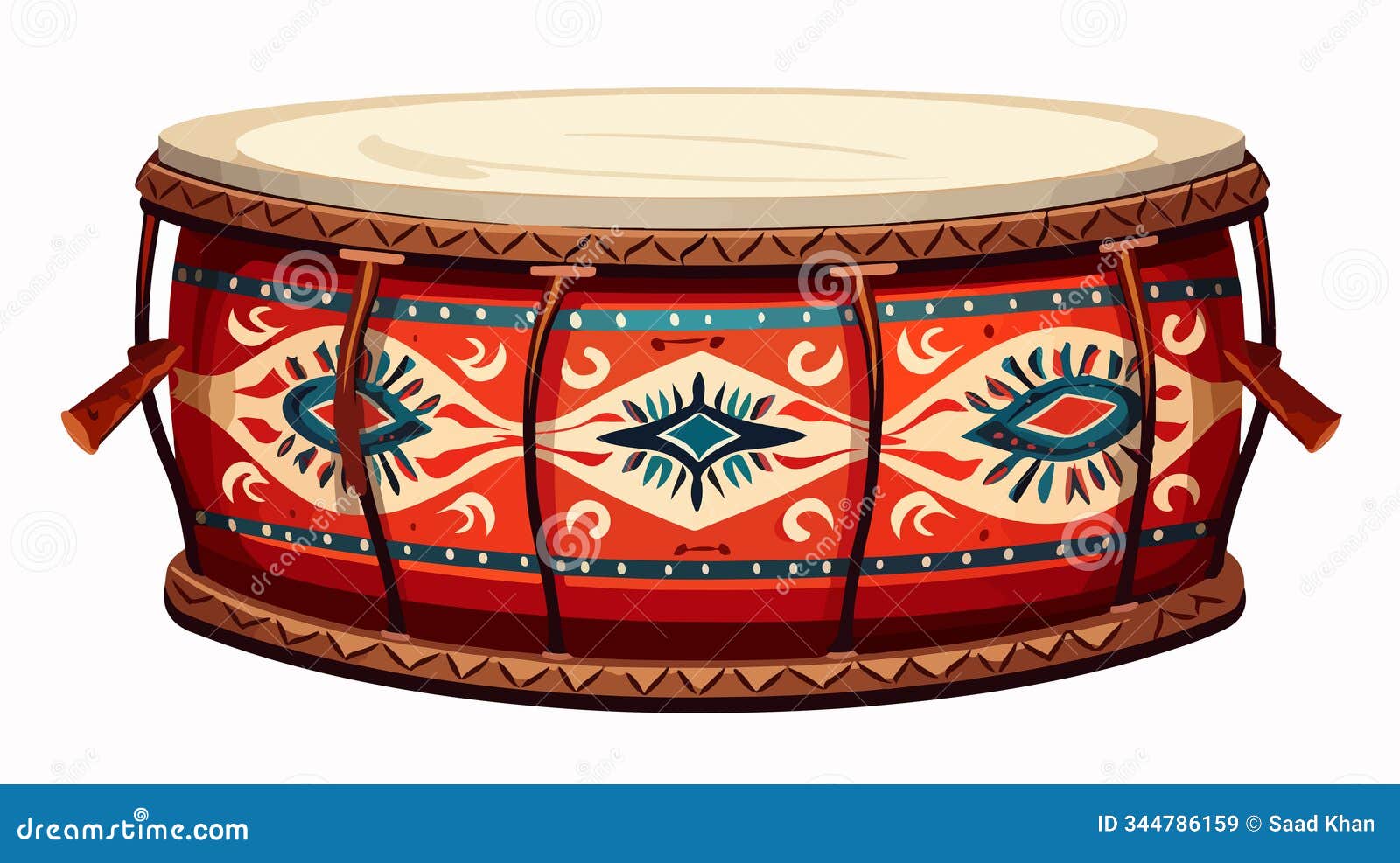 Turkish Cultural Drum Drawing Cartoon Vector | CartoonDealer.com #344786159