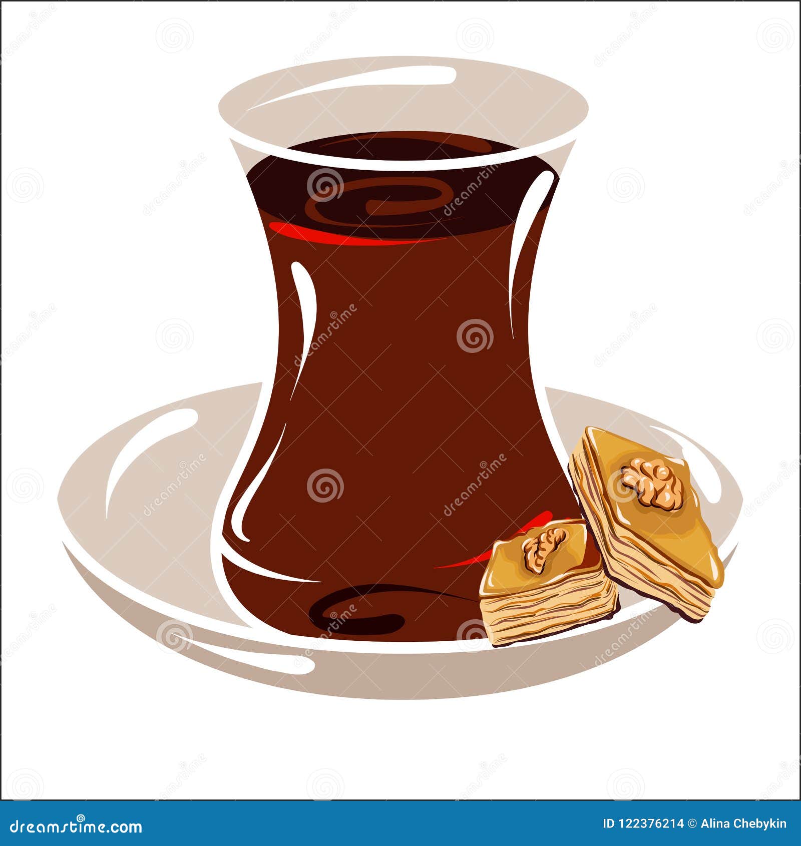 Turkish Cup with Tea on a Saucer Stock Vector - Illustration of liquid ...