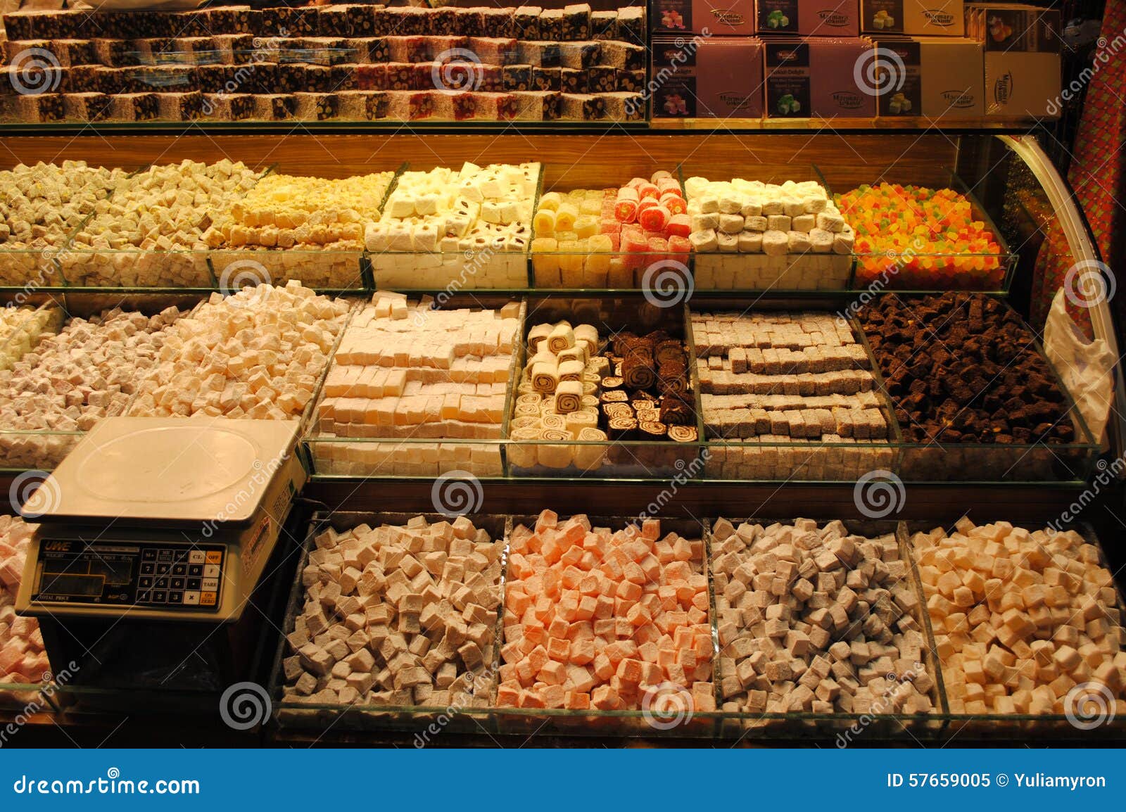 Turkish delight on bazaar stock image. Image of colored - 57659005