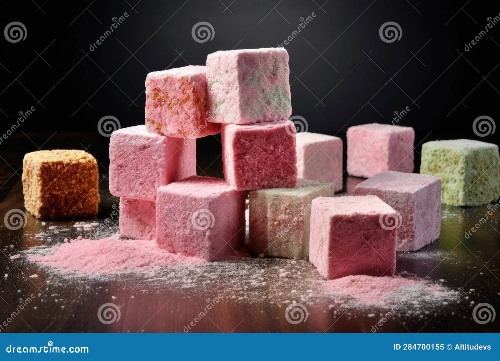 The Turkish Delight into Cube Shapes Stock Illustration - Illustration ...