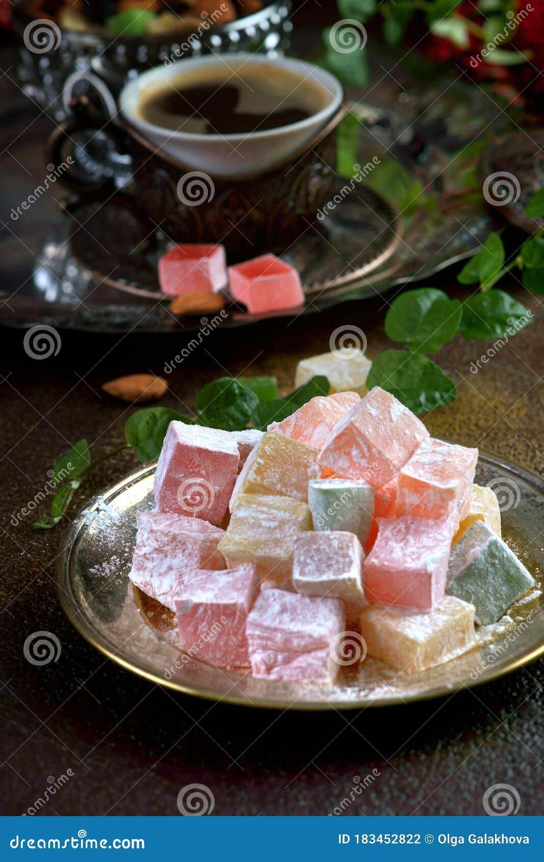 Turkish Delight on a Dark Background Stock Photo - Image of east ...