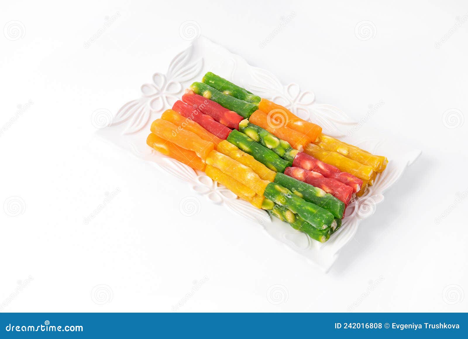 Turkish Delight in the Form of Sticks on a Plate. Assorted Multi ...