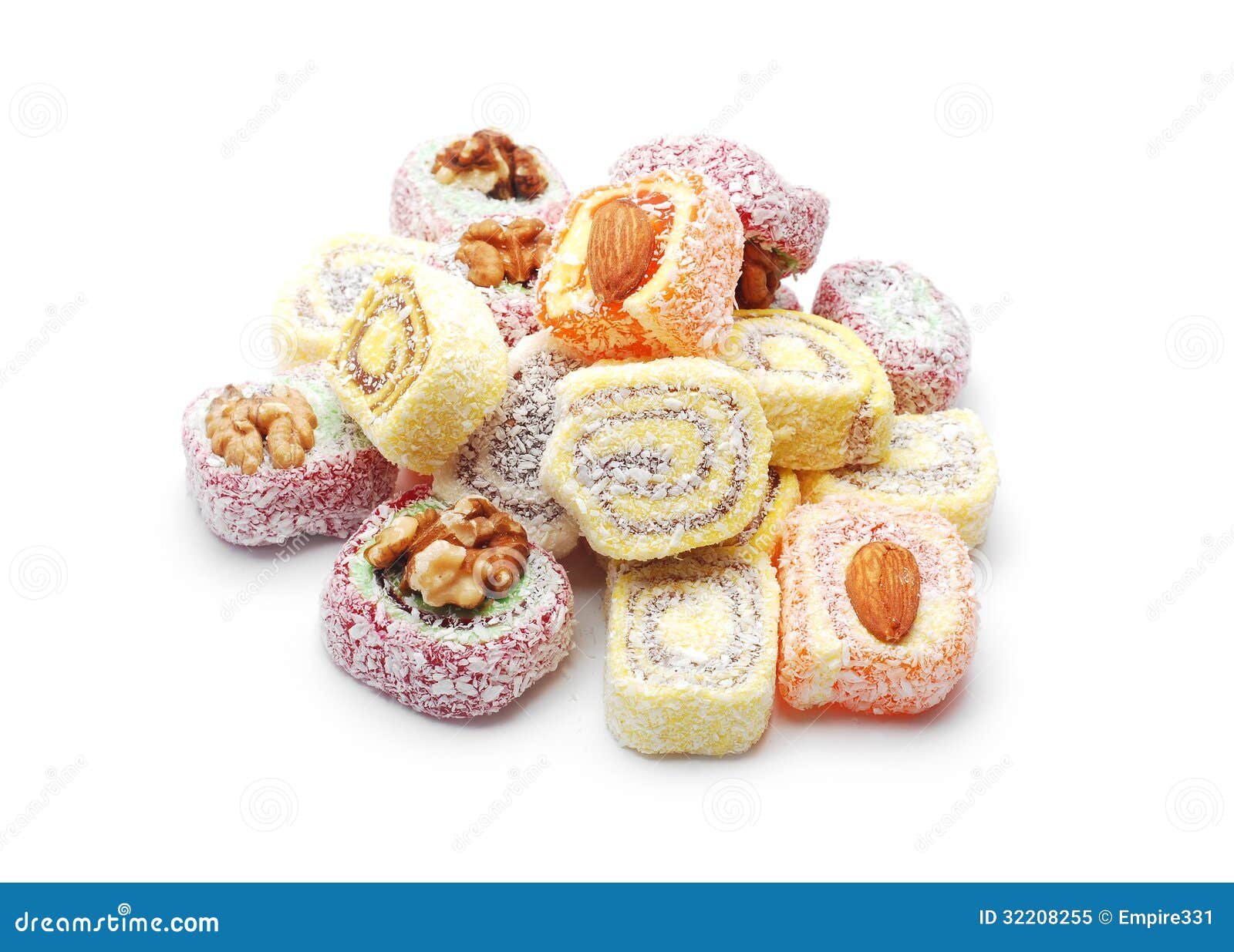 Turkish delight stock image. Image of white, almonds - 32208255