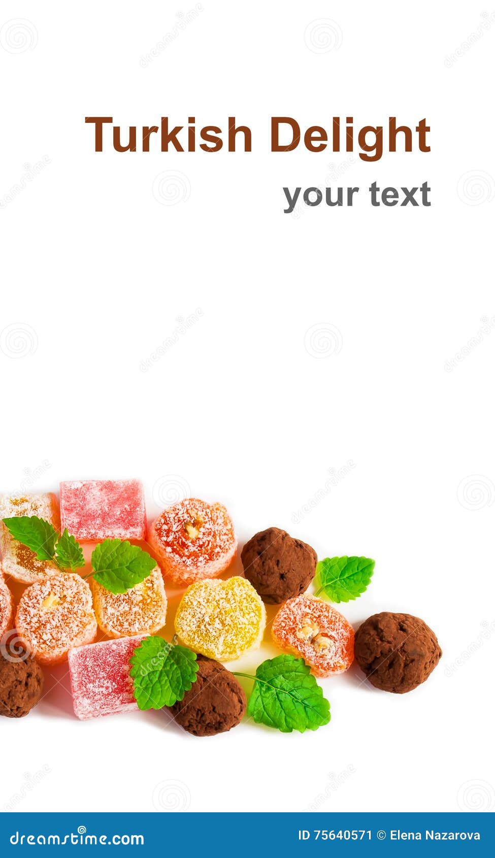 Turkish Delight. Isolated on White, Space for Text Stock Image - Image ...
