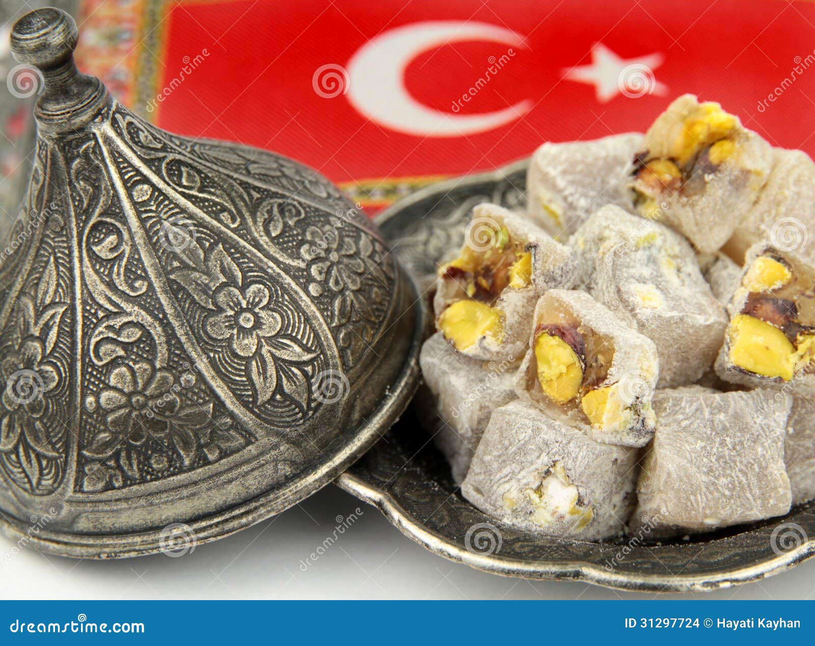 Turkish delight with nuts stock photo. Image of plate - 31297724