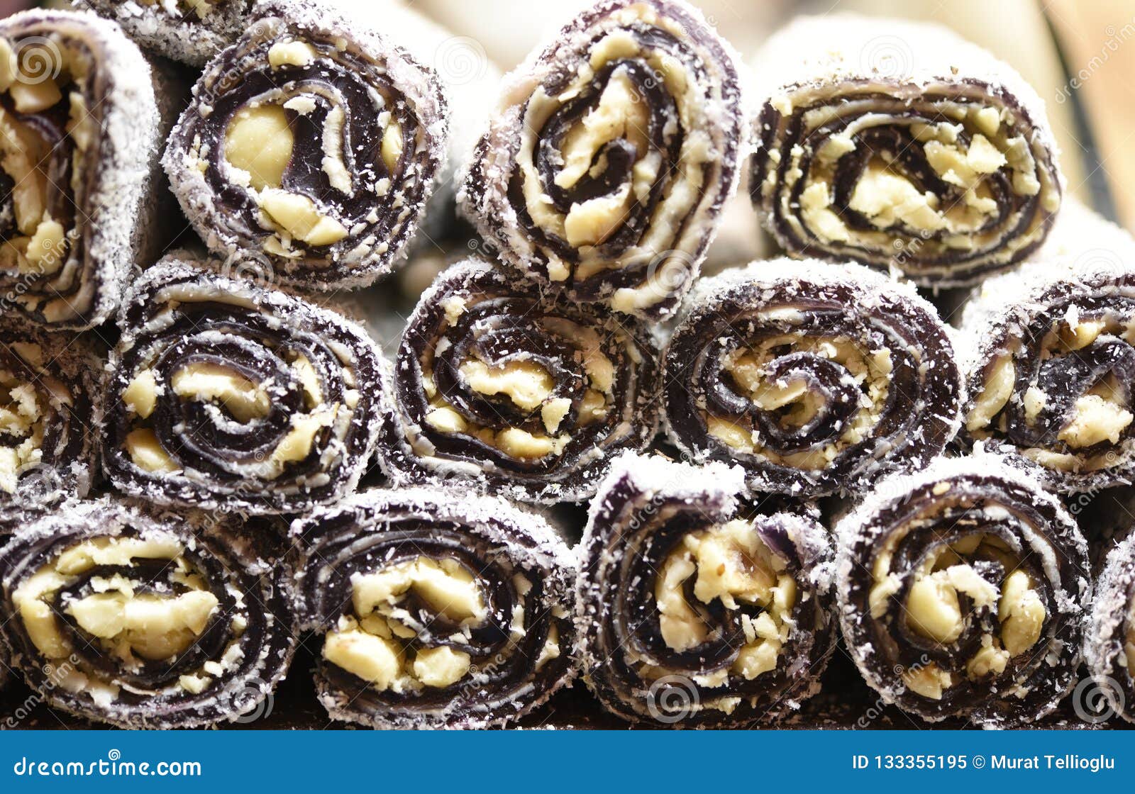 Turkish delight with nuts stock image. Image of cube - 133355195