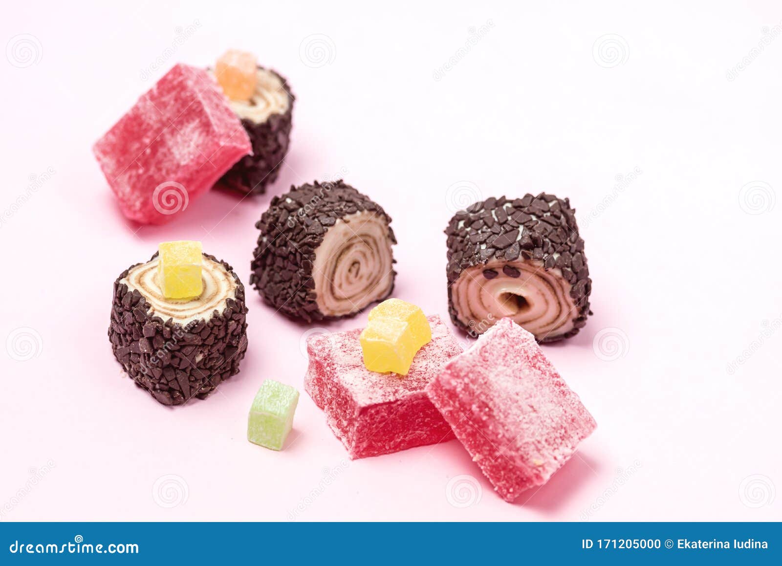 Turkish Delight Turkish on Pink Background Ramadan Horizontal Stock ...