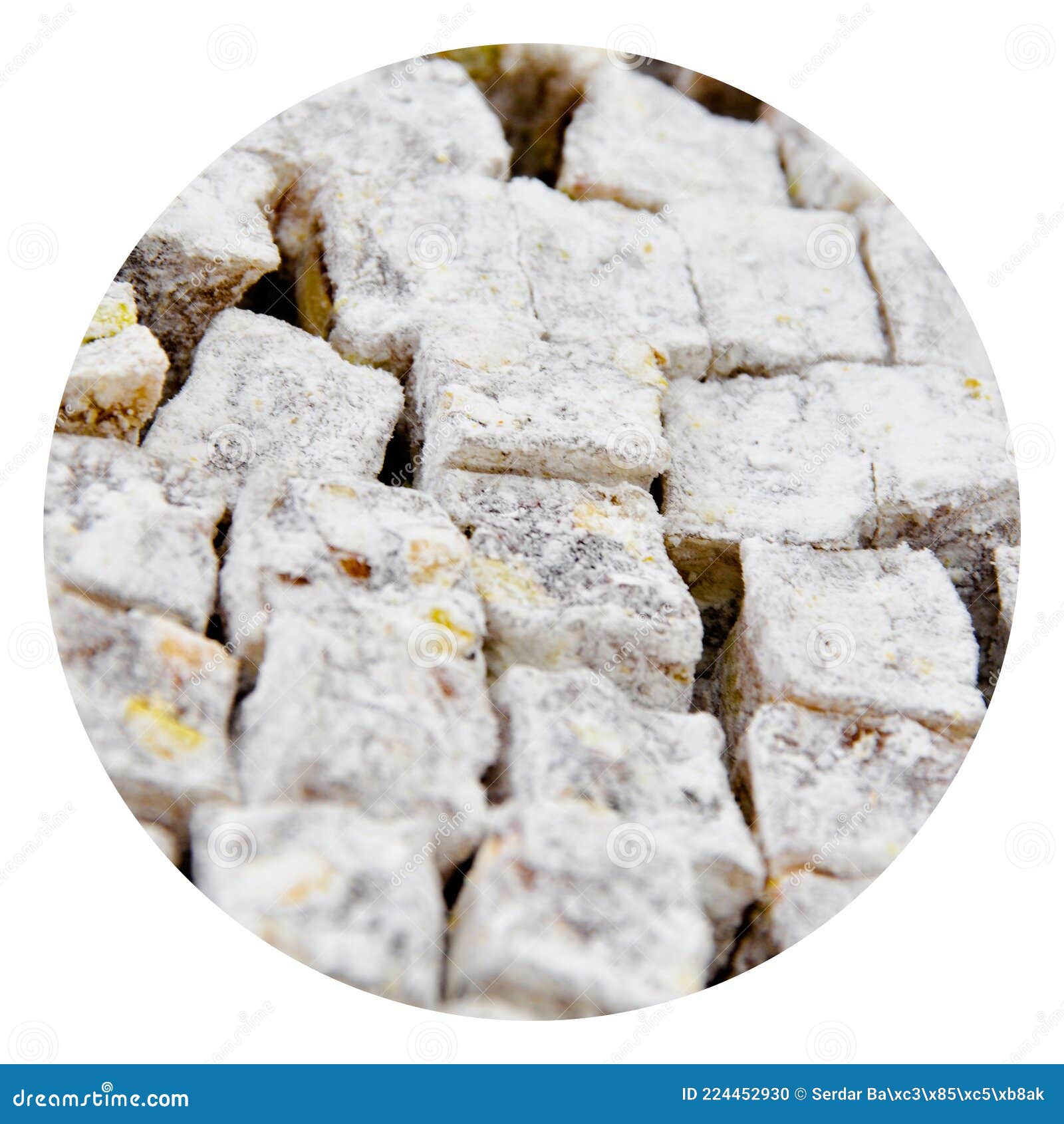Turkish Delight with Pistachio and Powdered Sugar Stock Photo - Image ...