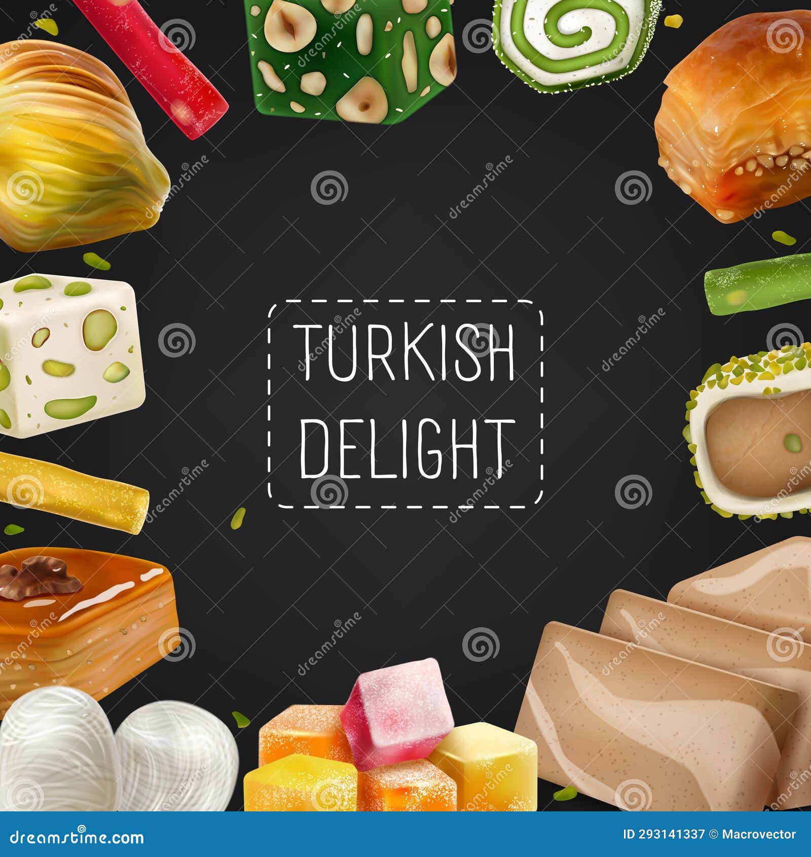 Turkish Delight Lokum Vector Illustration. Traditional Middle Eastern ...