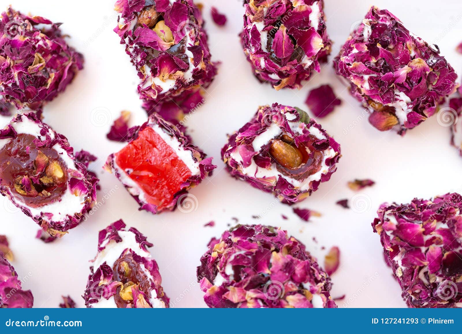 Turkish Delight with Rose, Lokum Stock Image - Image of candy ...