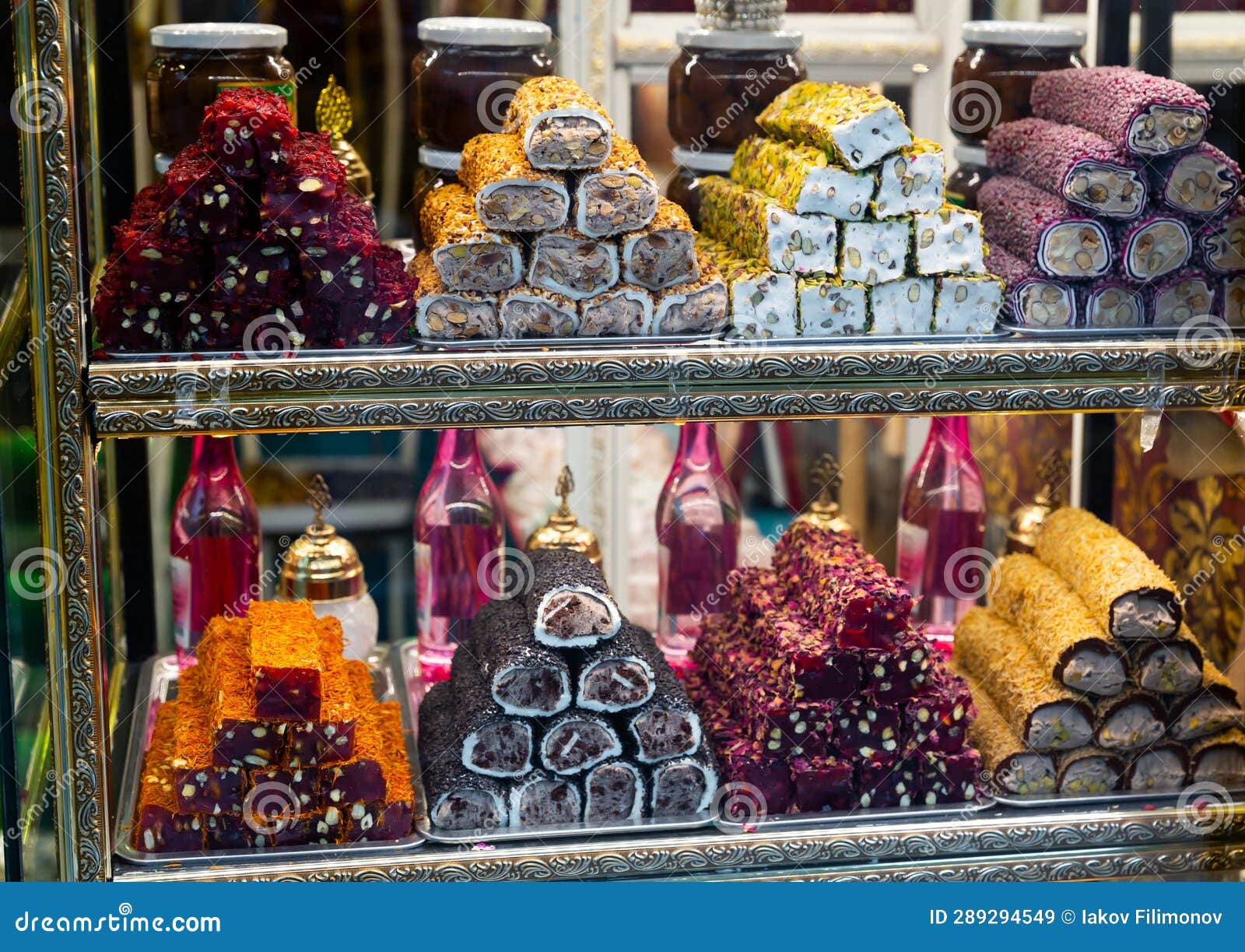 Turkish Delight of Various Varieties on Showcase Stock Image - Image of ...