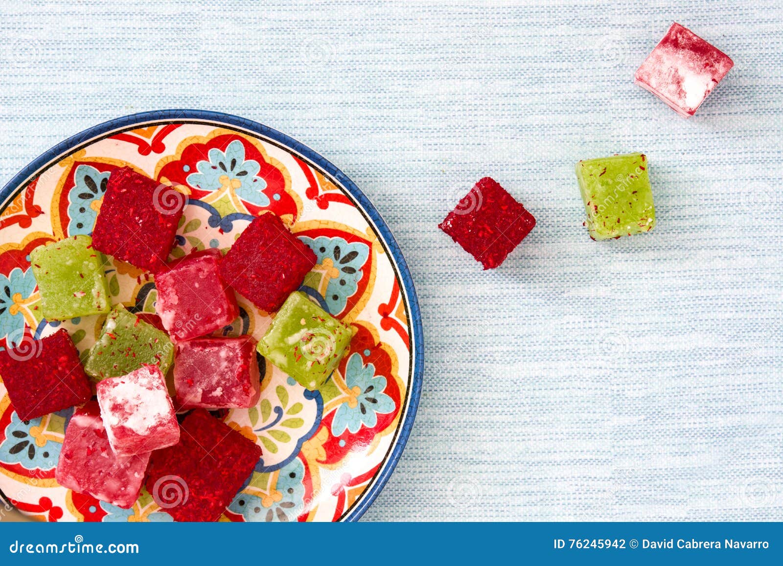 Turkish Delights on Blue Background Stock Photo - Image of delights ...