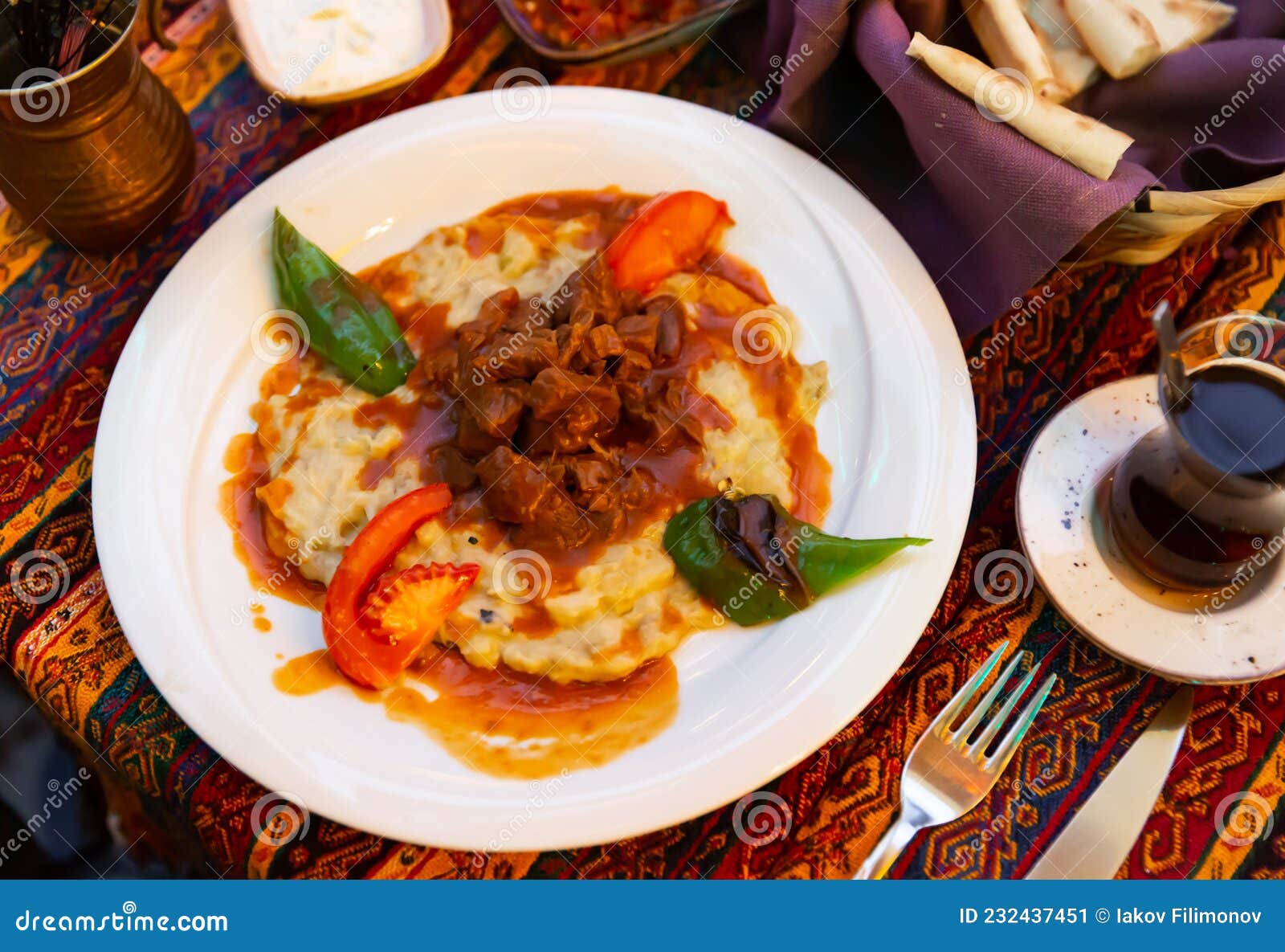 Hunkar Begendi. Turkish Braised Lamb and Eggplant Stock Image - Image ...